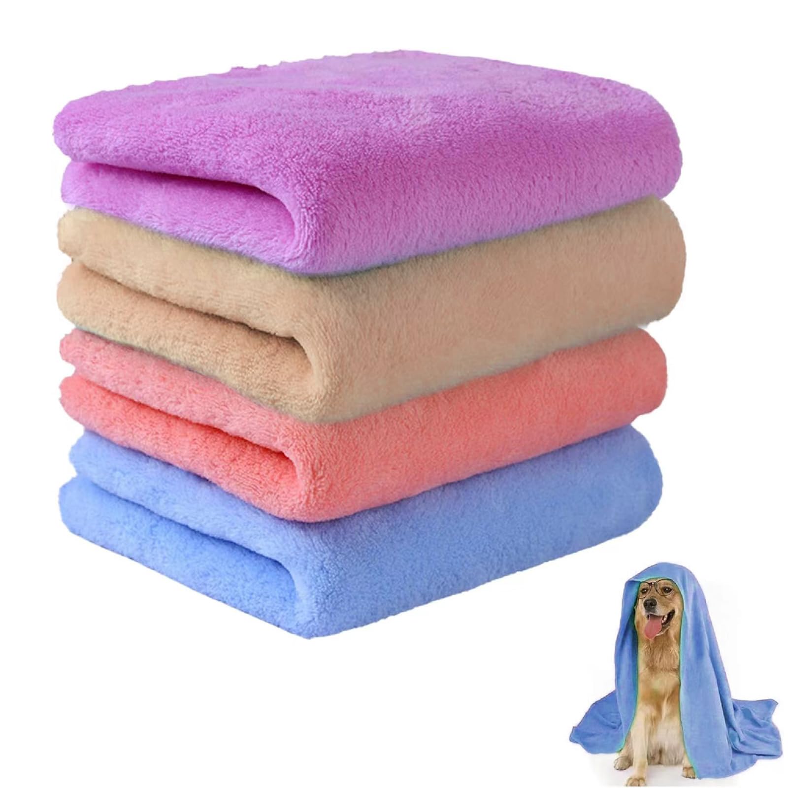 EULAPGOE 4 Pcs Dog Towels for Drying, Super Absorbent Pet Grooming ...
