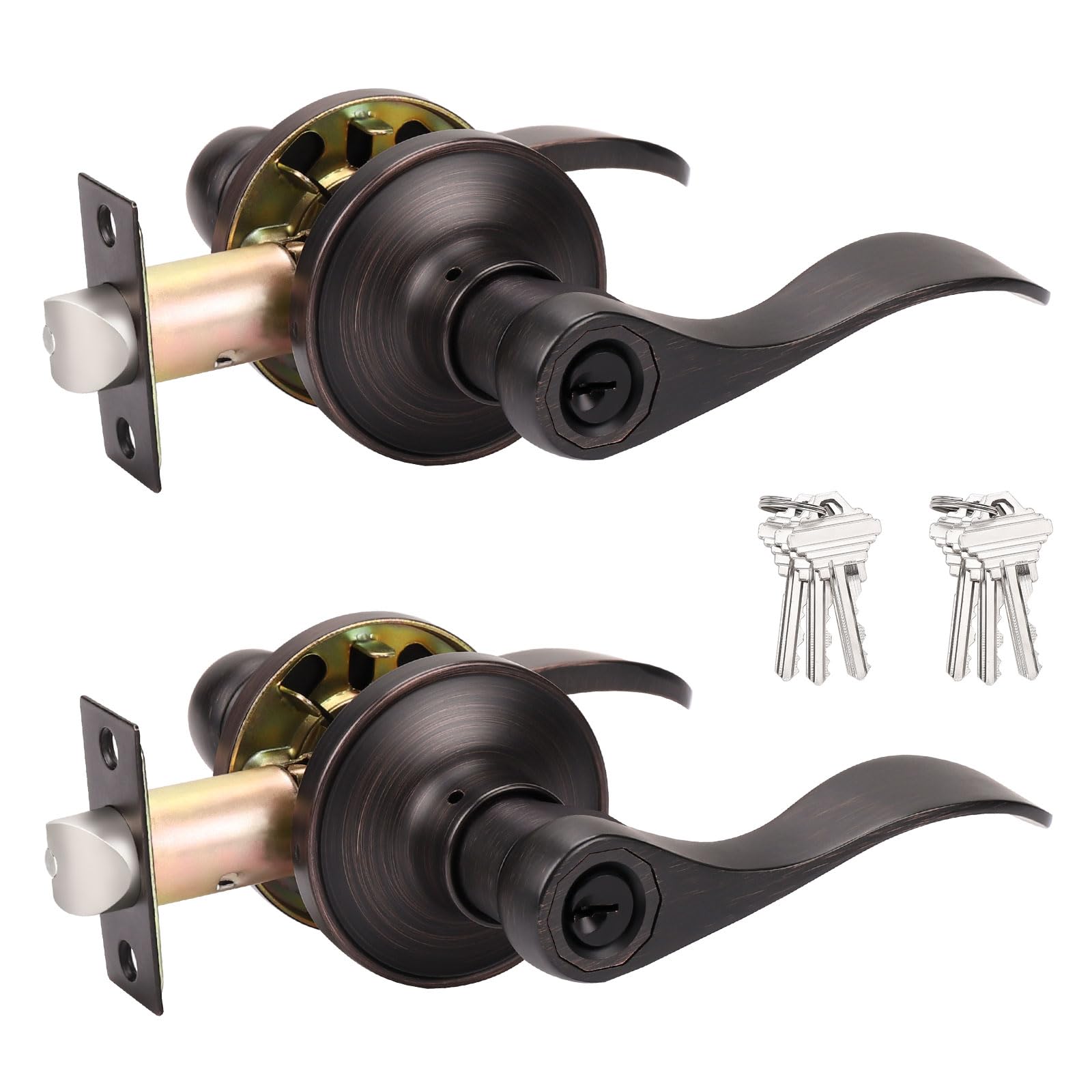 Snapklik.com : Keyed Alike Bronze Door Handle, Oil Rubbed Bronze Wave ...