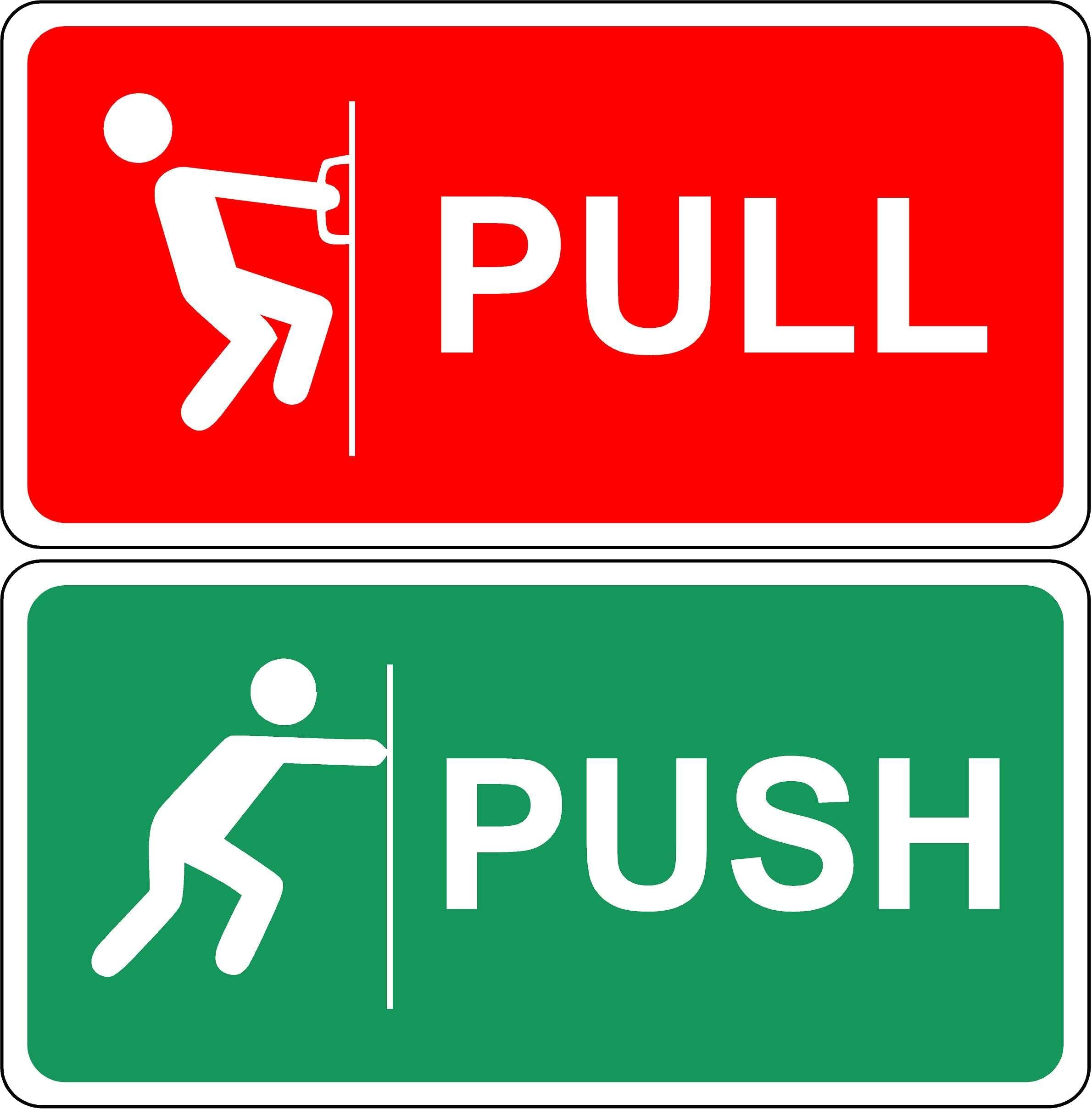 PUSH - PULL DOOR SIGN/STICKER SELF ADHESIVE 180mm x 90mm : Amazon.co.uk