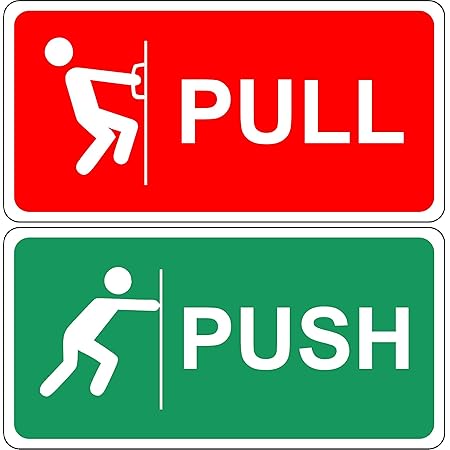 Push button to exit Safety sign - Self adhesive sticker (150mm x 100mm ...