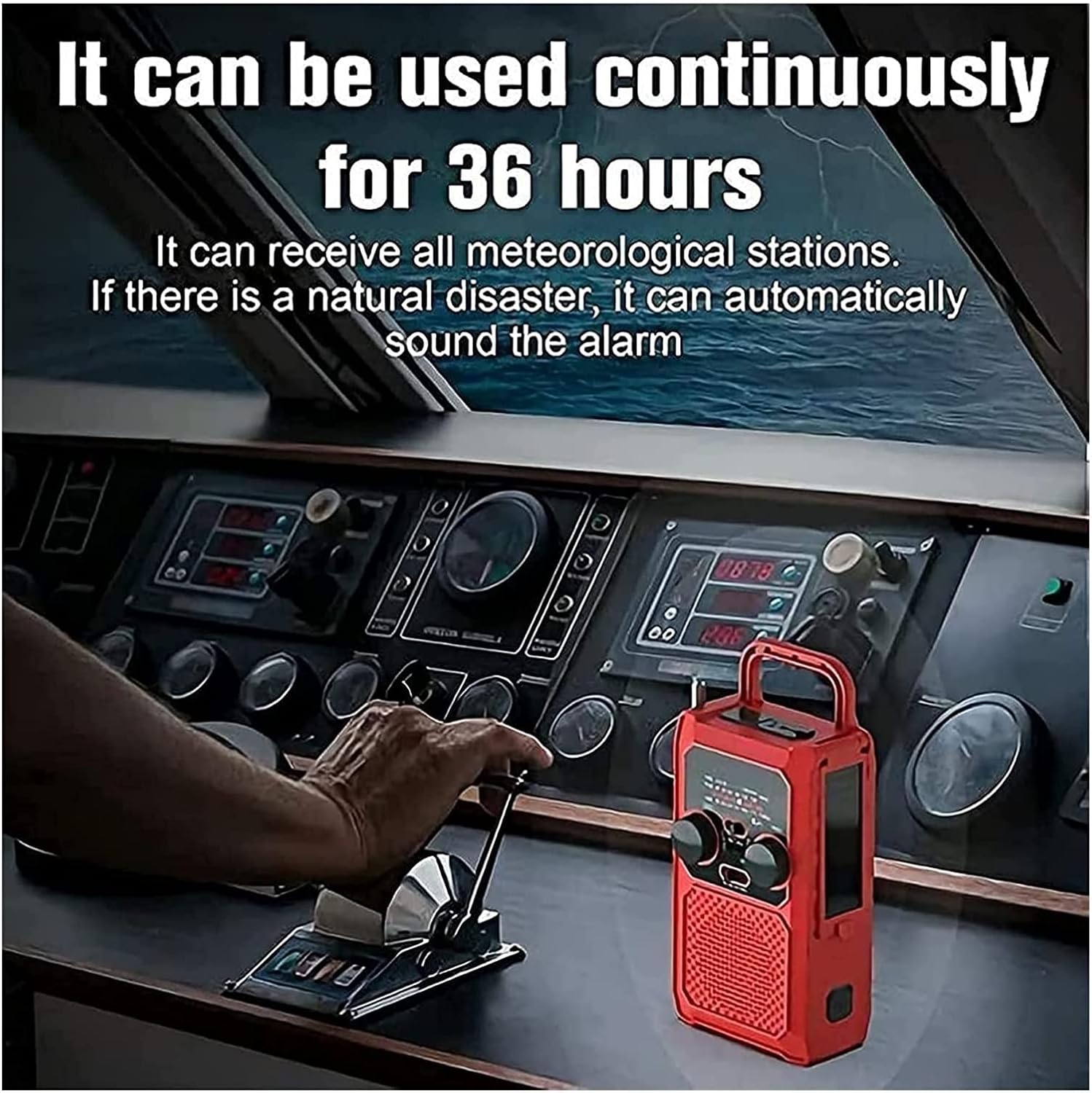 4-Way Powered Solar Power,Crank, Wind Up Emergency AMFMSW Weather Alert ...