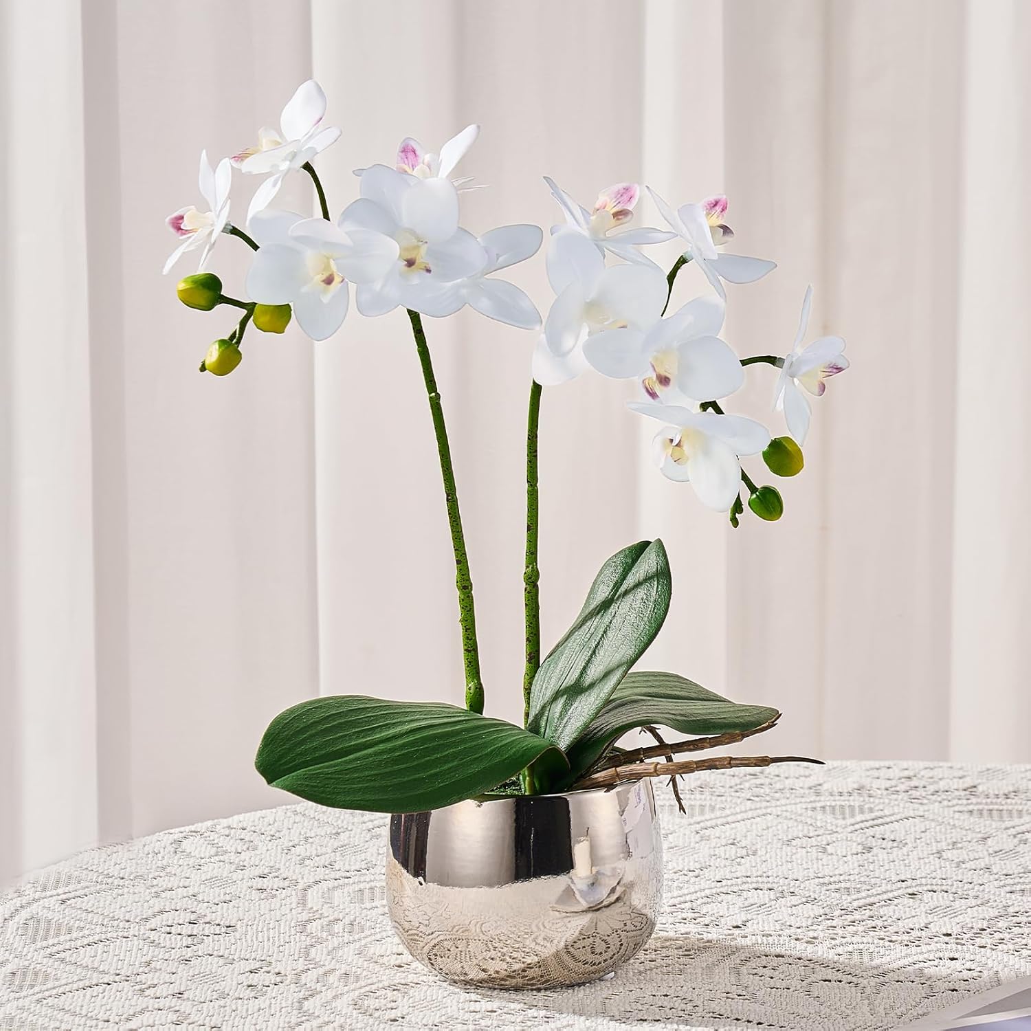 Amazon.com: Avoeco Artificial Orchids in Pot, Real Touch, Artfully ...