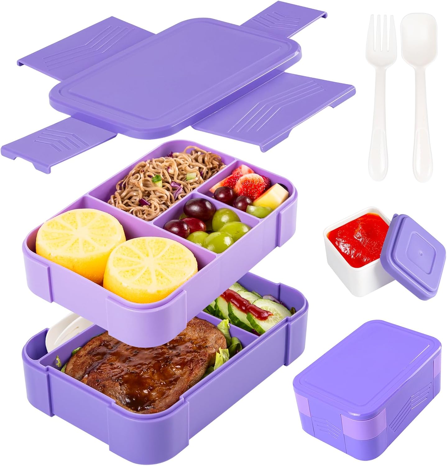 Bento Lunch Box for Kids, Stackable Lunch Box Containers, 1550ML-7 ...