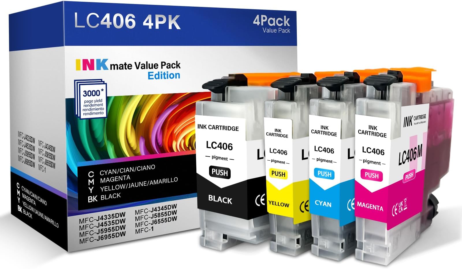 Amazon.com: LC406 Ink Cartridge (with New Chip),Compatible for Brother ...