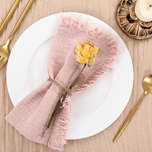 Amazon.com: Socomi Set of 12 Linen Napkins Dusty Rose Easter Spring ...