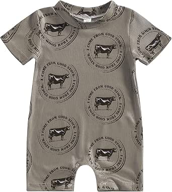 Amazon.com: Dcohmch Western Newborn Baby Girl Boy Clothes Cow Print Short Sleeve Romper Onesie ...