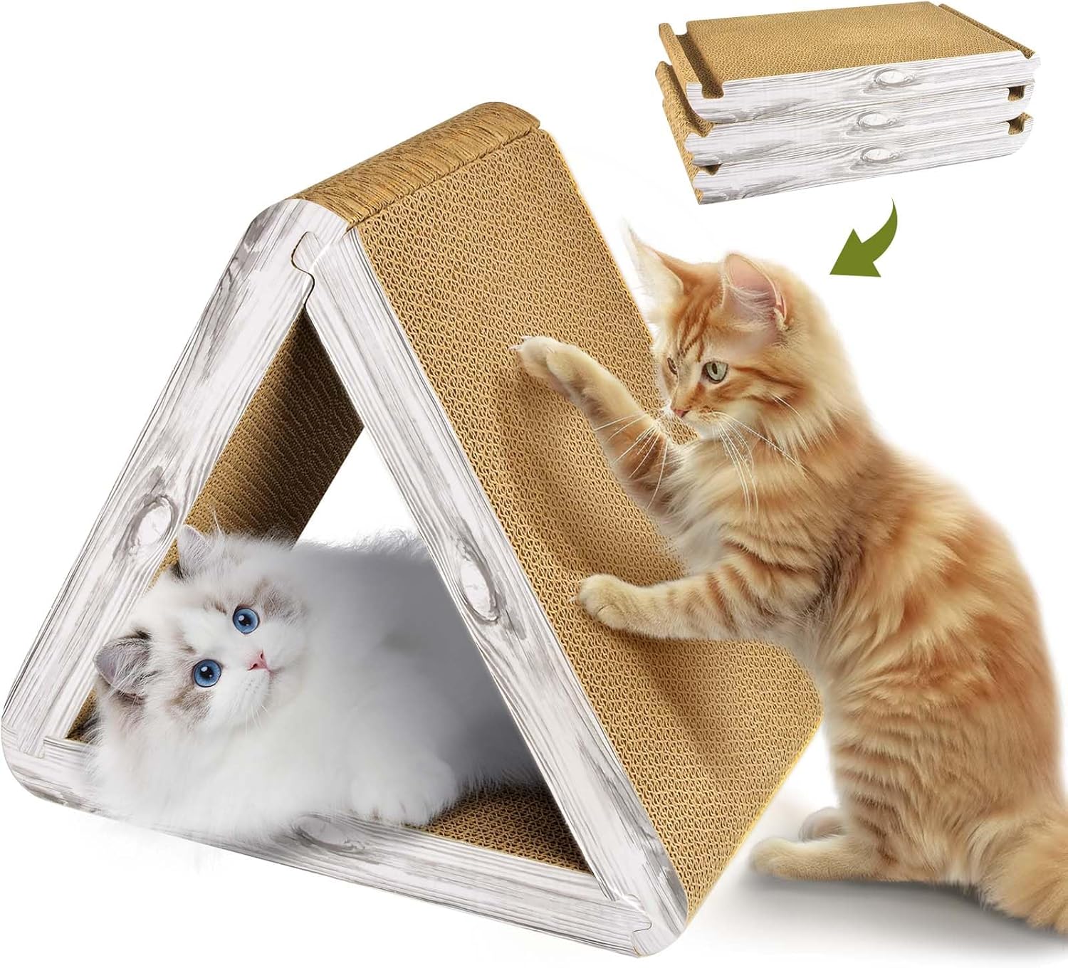 Amazon.com : Foldable Cat Scratching Board Triangle Scratcher Cardboard ...