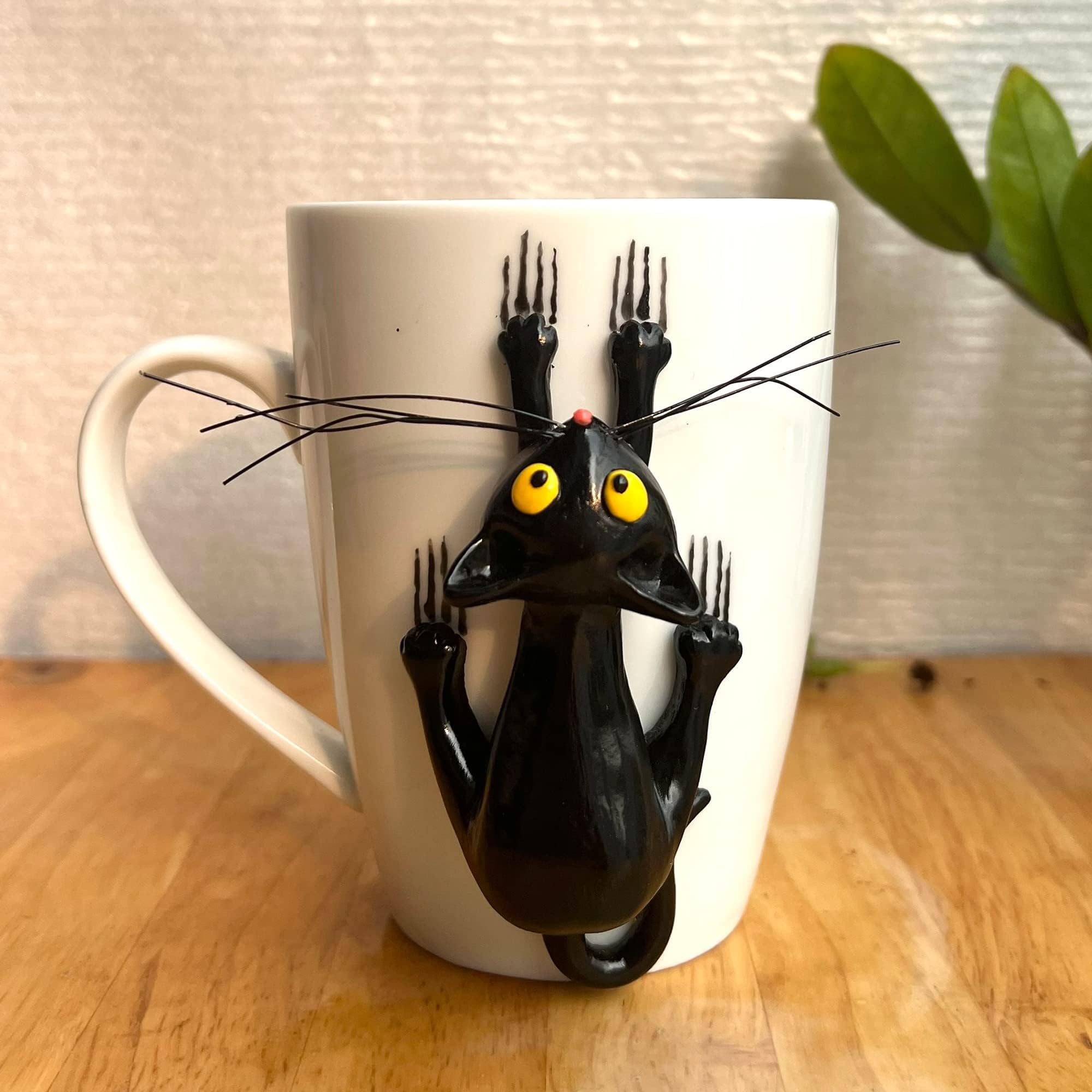 Amazon.com: Donawings 15 Oz Funny Black Cat 3D Ceramic Mug - Black Cat ...