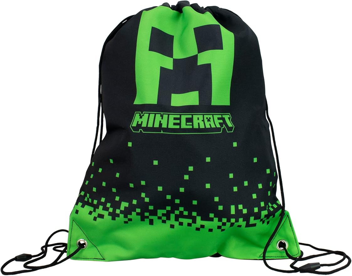Amazon.com | Minecraft Trainer Bag | Boys Creeper Shoe Bag | Drawstring ...