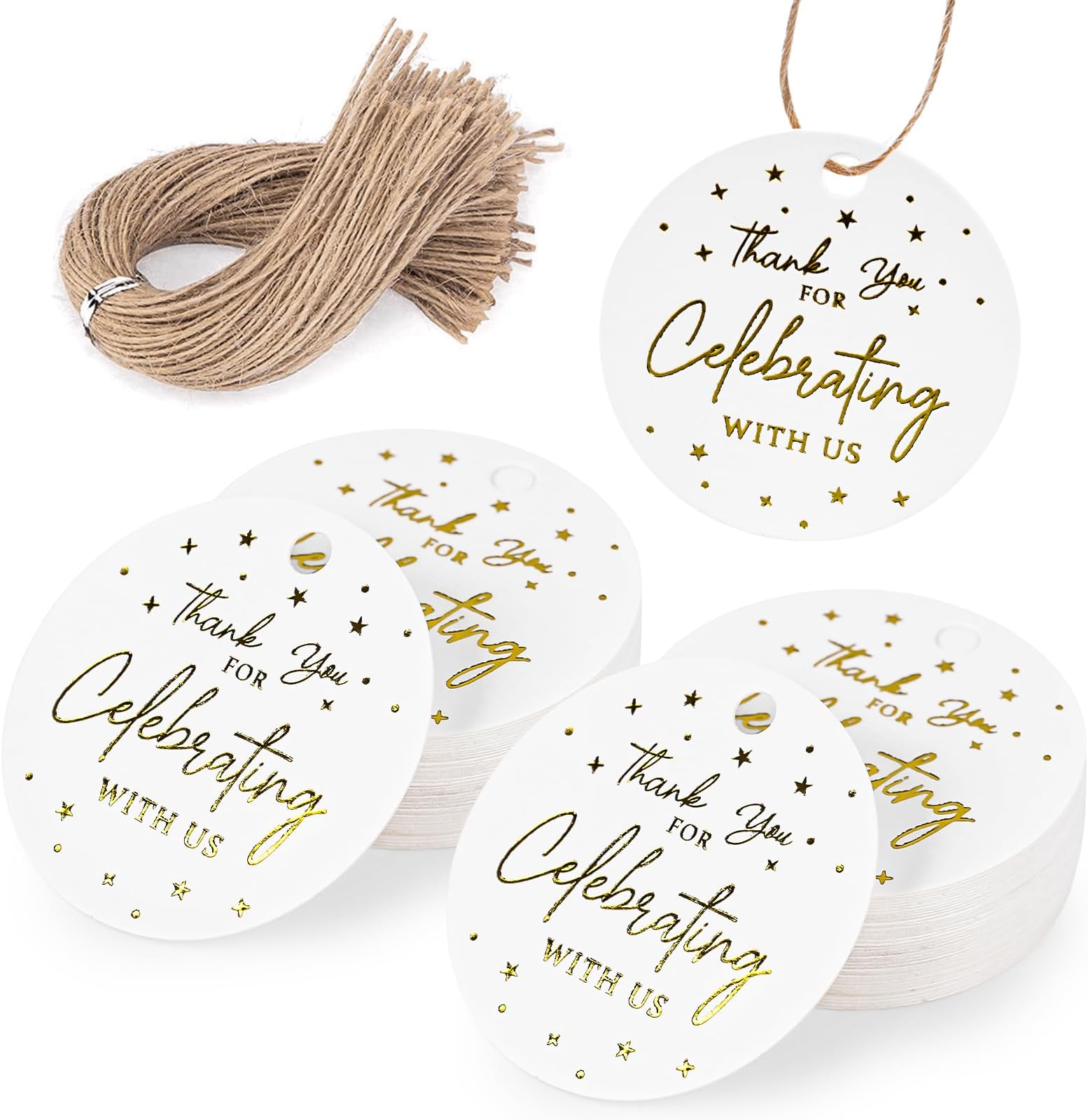 Amazon.com : Koogel 120PCS Paper Tags with String, Thank You Gift Tags ...