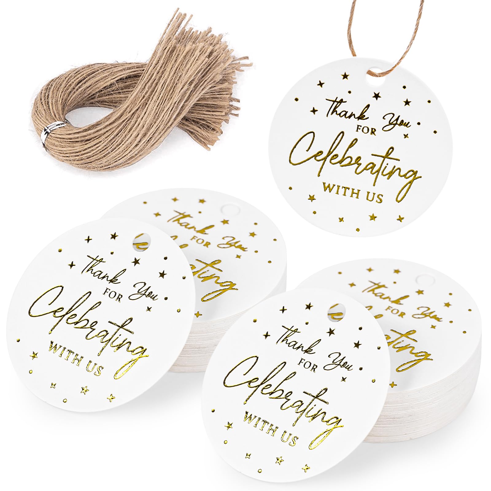 Amazon.com : Koogel 120PCS Paper Tags with String, Thank You Gift Tags ...