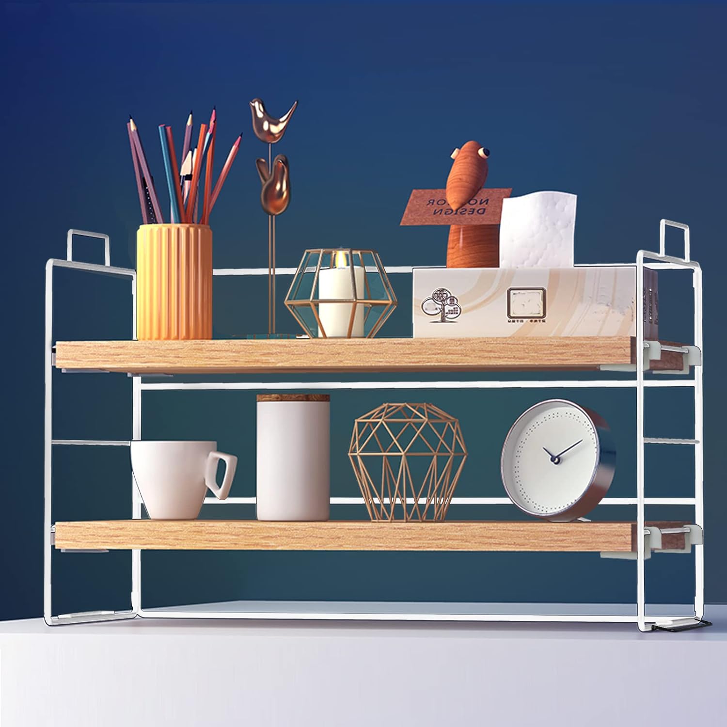 Amazon.com: Desktop Storage Shelves, Original Wood Colour Countertop ...