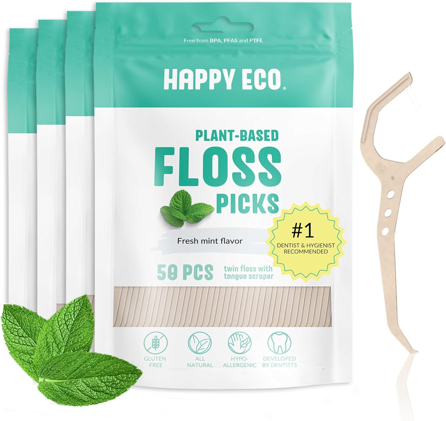 Amazon.com : Natural Dental Floss Picks (100) - Vegan, Sustainable ...