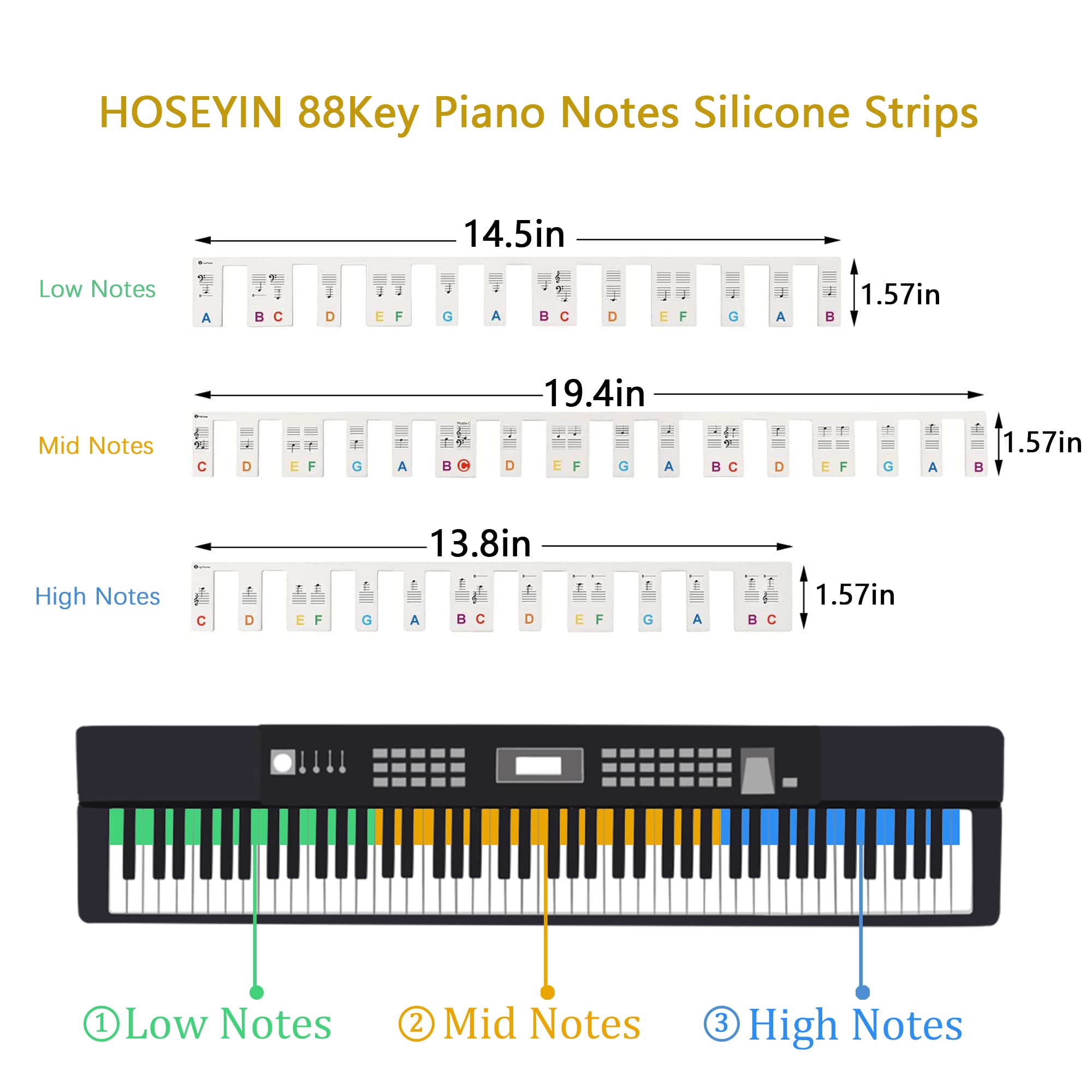 Snapklik.com : HOSEYIN Piano Notes Guide For Beginner, 88/61 Key Bold ...