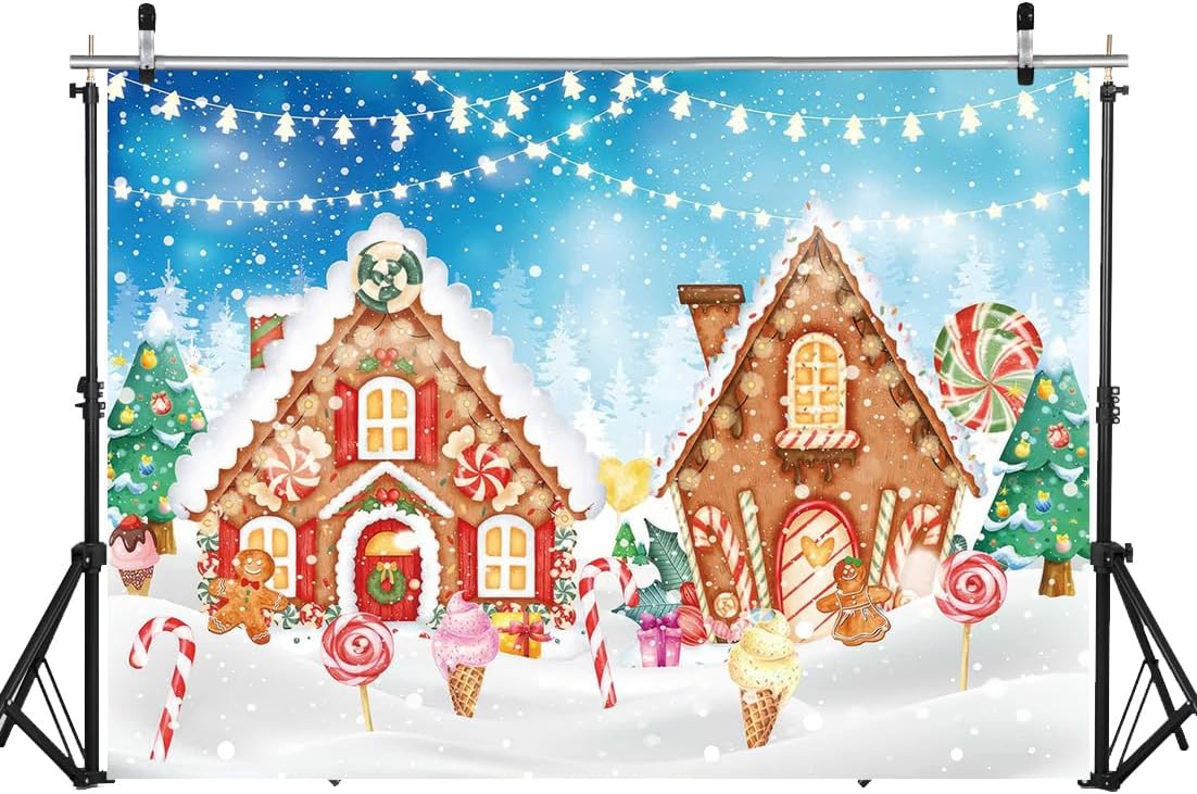 WOLADA Gingerbread House Backdrop Gingerbread House Photo Backdrop ...
