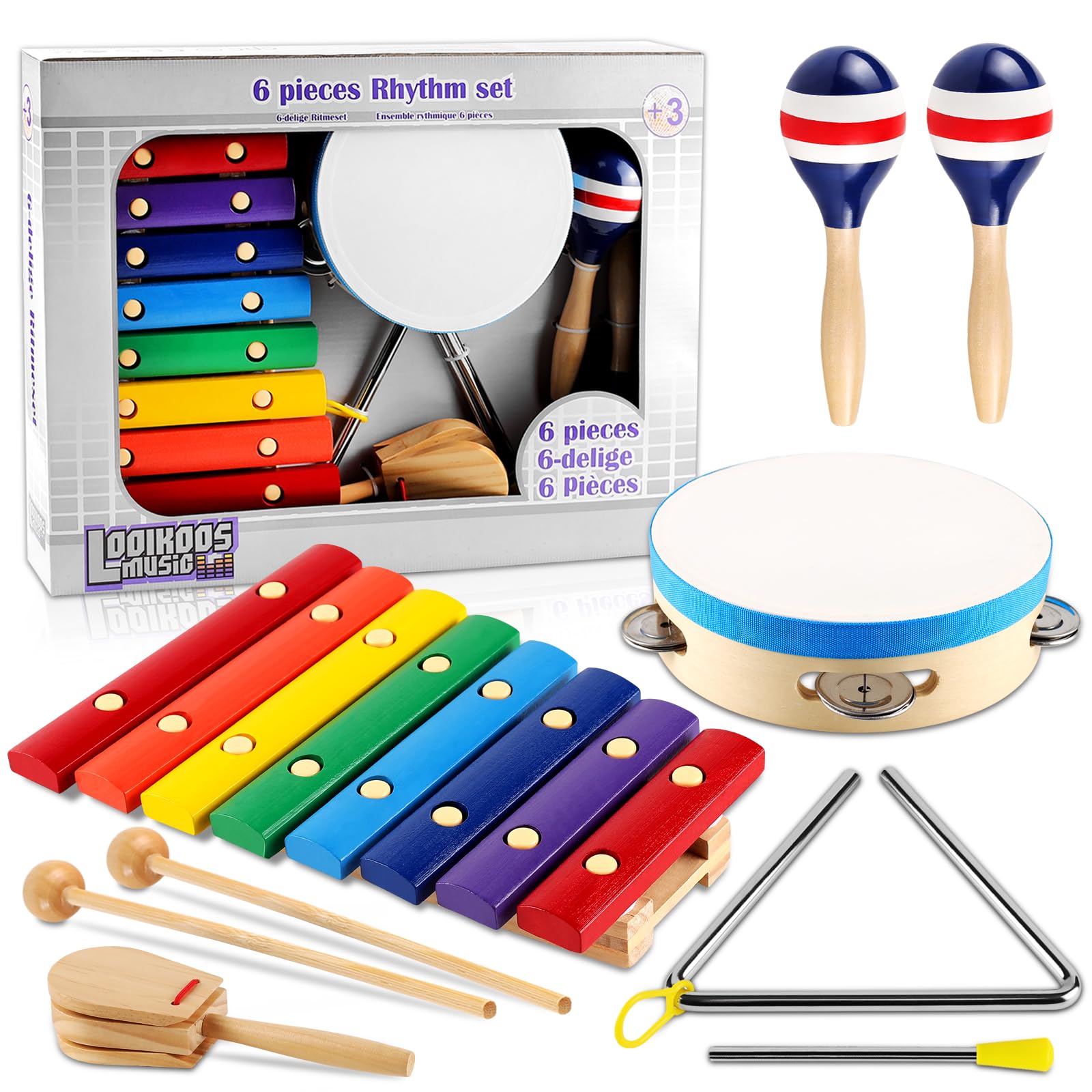 Amazon.com: LOOIKOOS Toddler Musical Instruments,Wooden Percussion ...