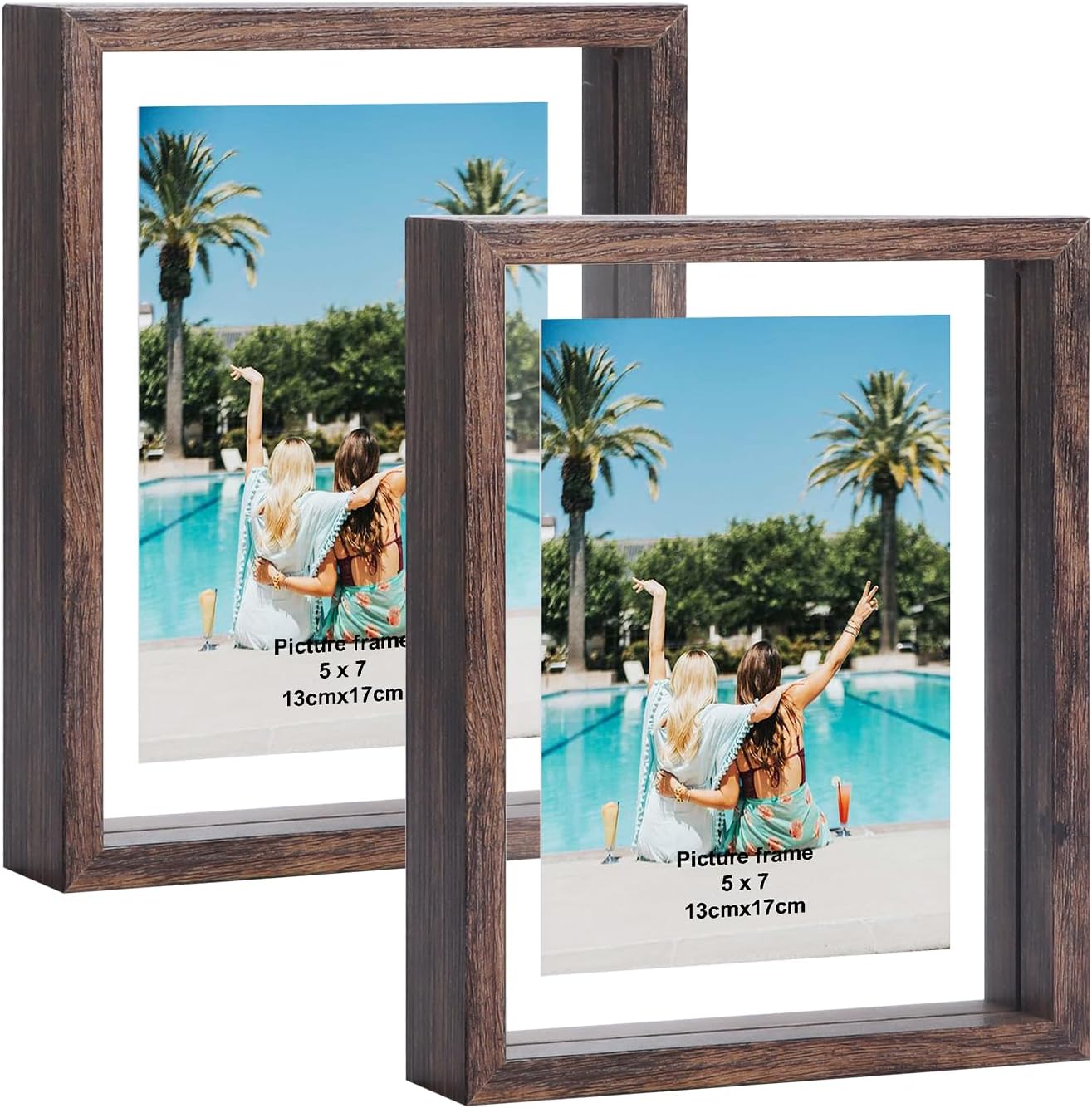 Amazon.com - Trwcrt 5x7 Picture Frame 2 Pack, Double Glass Floating ...