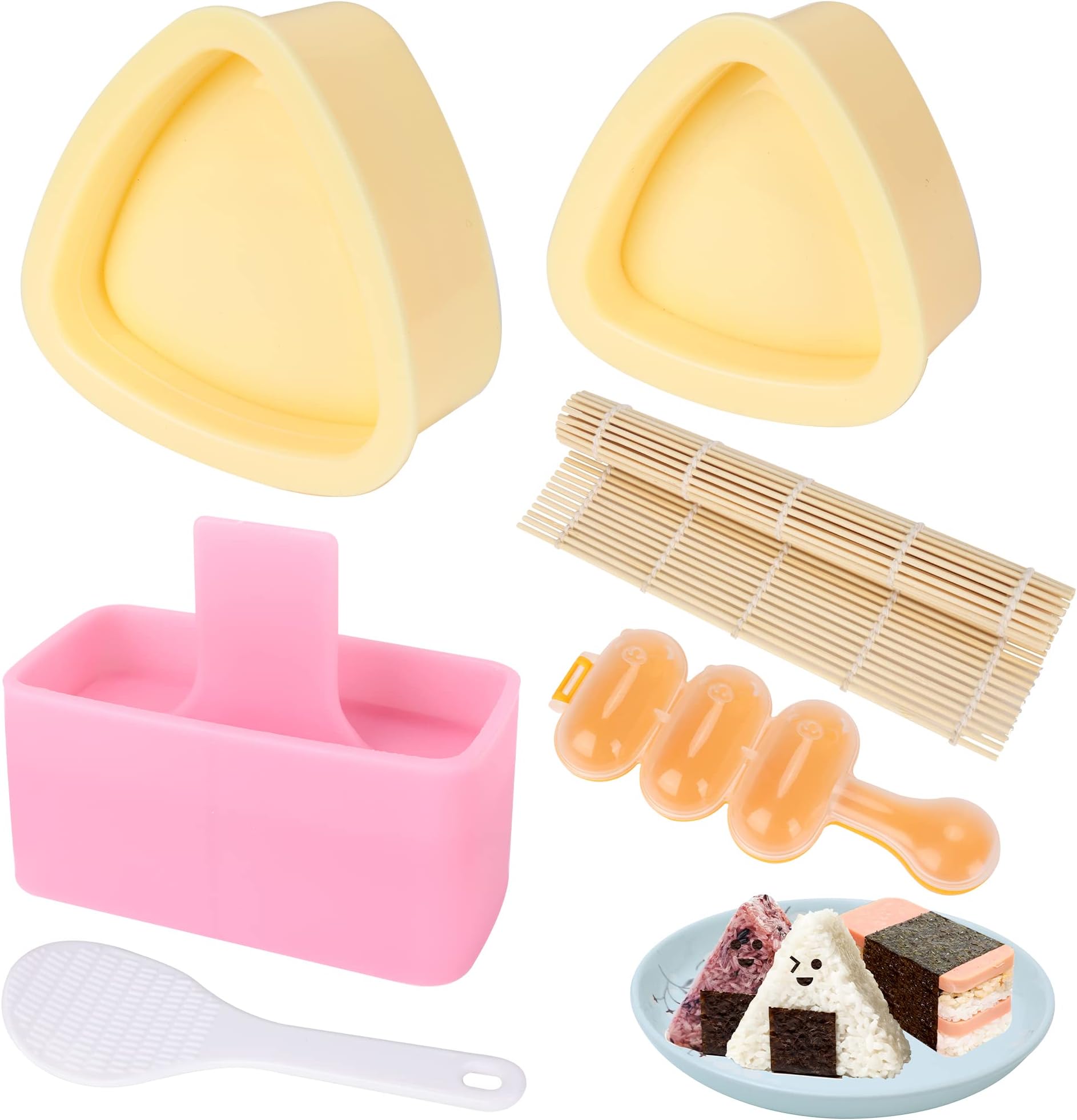 Amazon.com | 7 Pack Onigiri Mold, Rice Mold Musubi Maker Kit, Non Stick ...