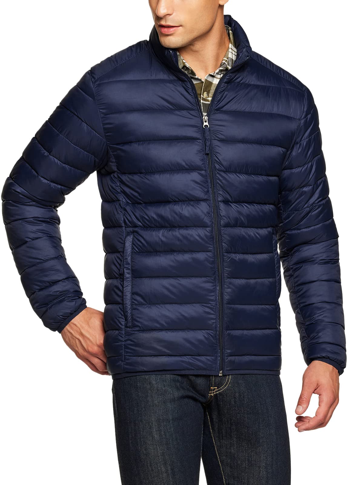 Snapklik.com : TSLA Mens Lightweight Packable Accent Puffer Jacket