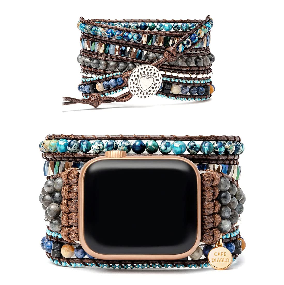 Amazon.com: CAPE DIABLO CD25119AW Apple Watch Band, Celine Ocean (Apple ...