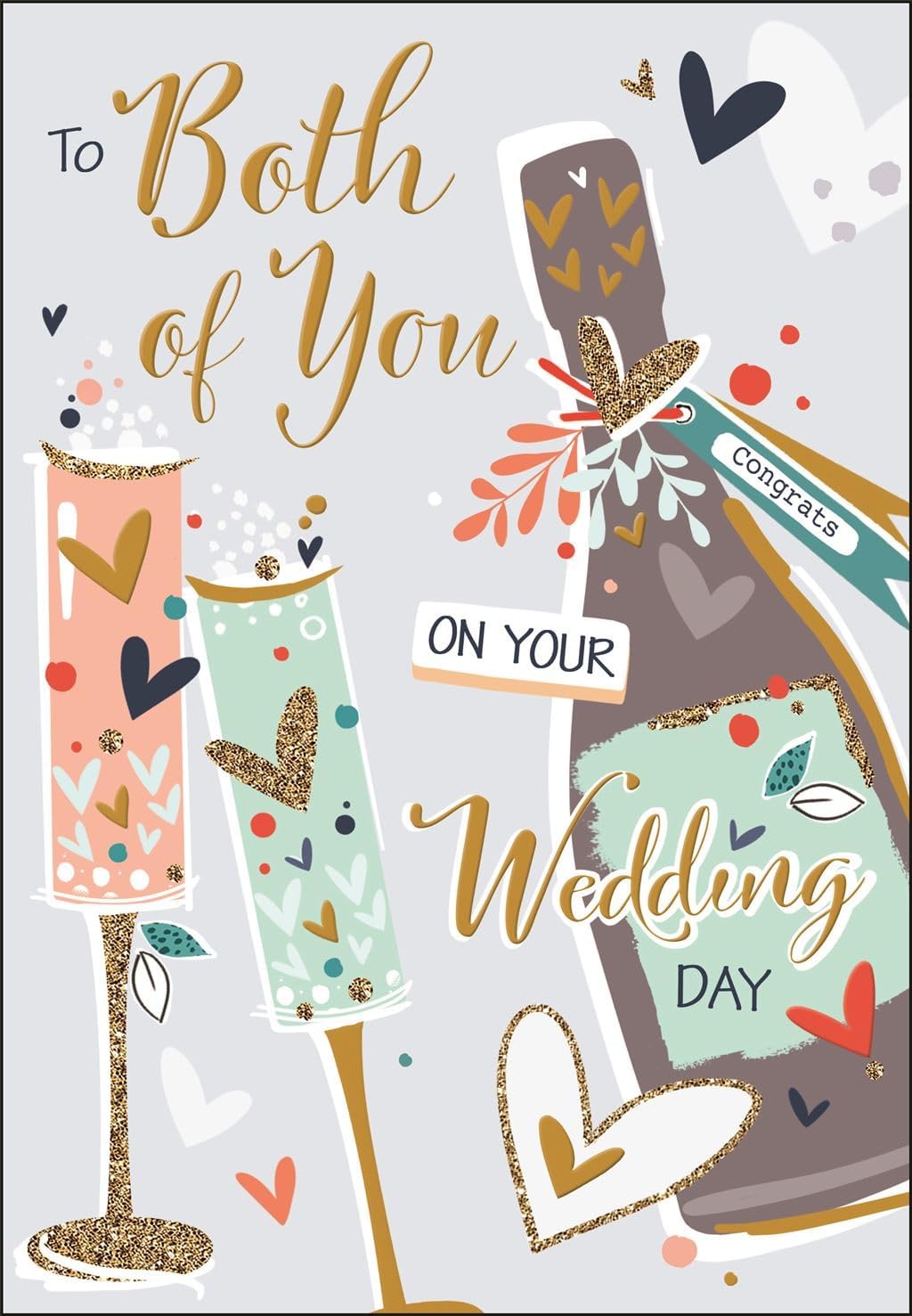 Jonny Javelin Wedding Congratulations Card - Champagne Toast and Hearts ...