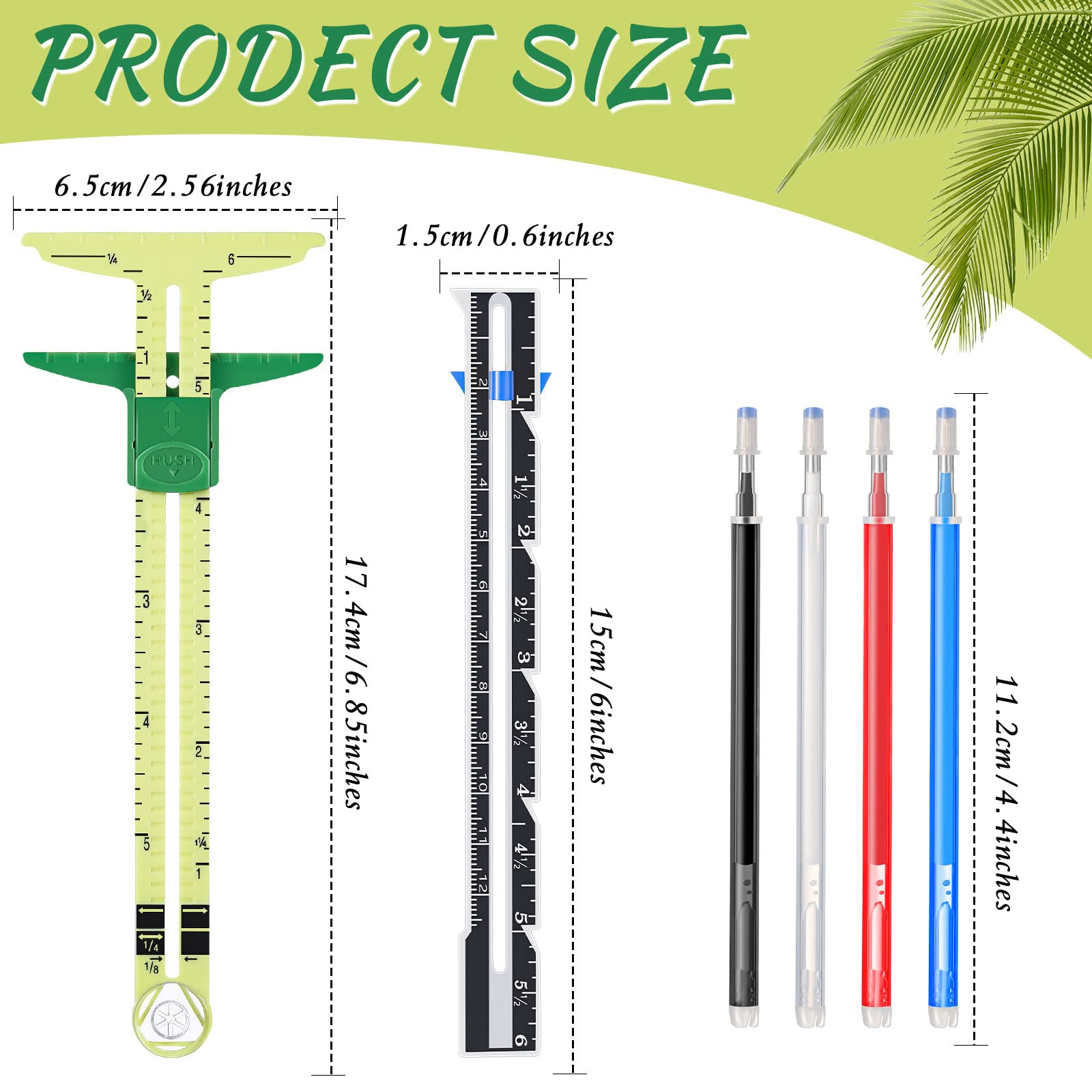 Snapklik.com : 2 Pieces T-Shaped Sliding Gauge Measuring Sewing Tool 5 ...