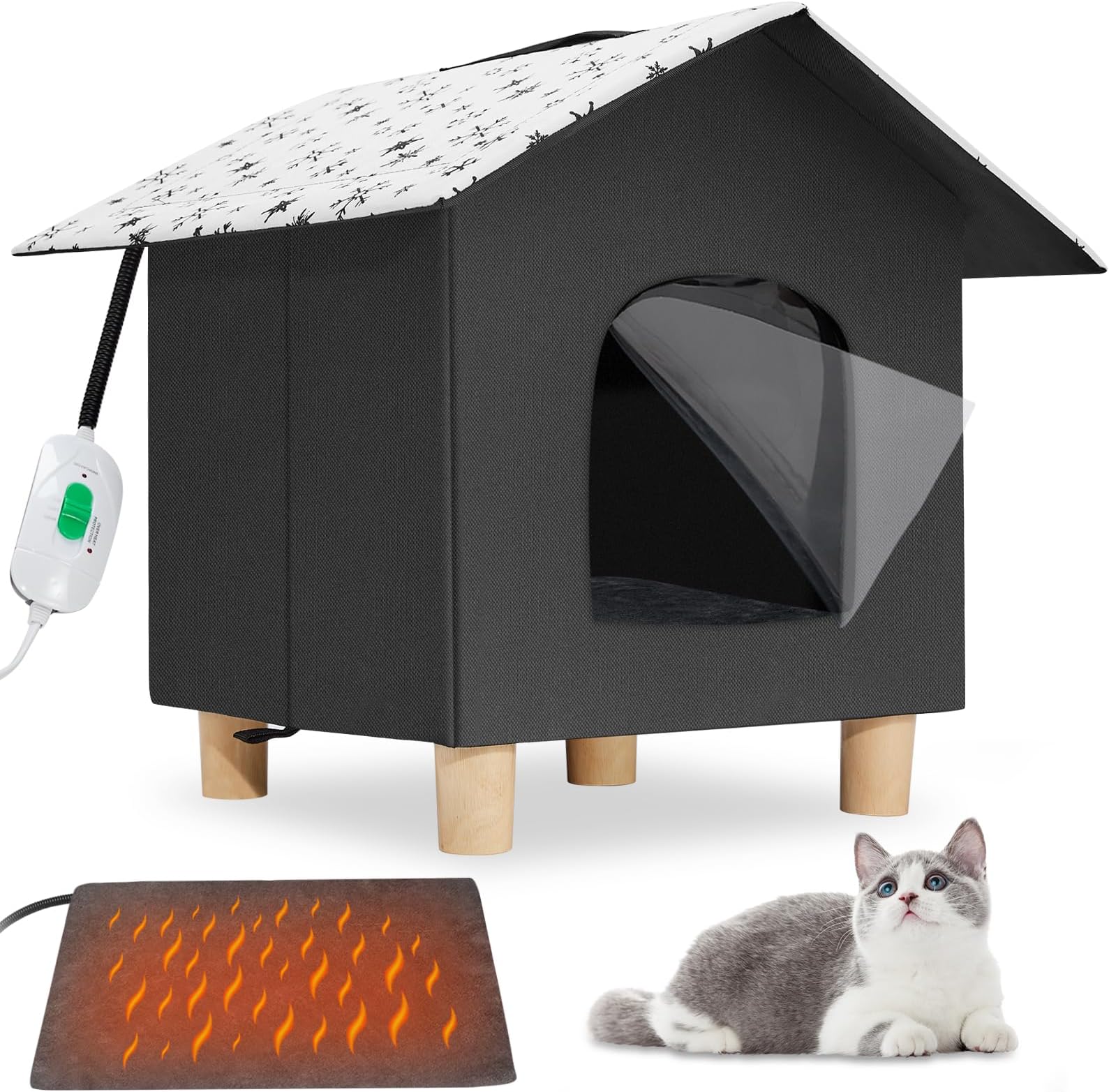 Amazon.com : Heated Cat House Outdoor Weatherproof, Winter Feral Cat ...