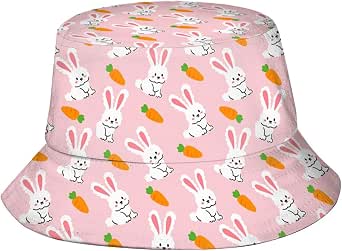 Rabbits with Carrots Bucket Hats Funny Easter Bunny Print Summer Sun ...