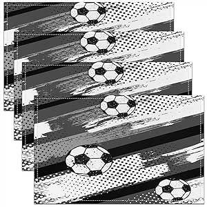 Amazon.com: jejeloiu Soccer Sports Placemats Set of 4 12"x18",Football ...