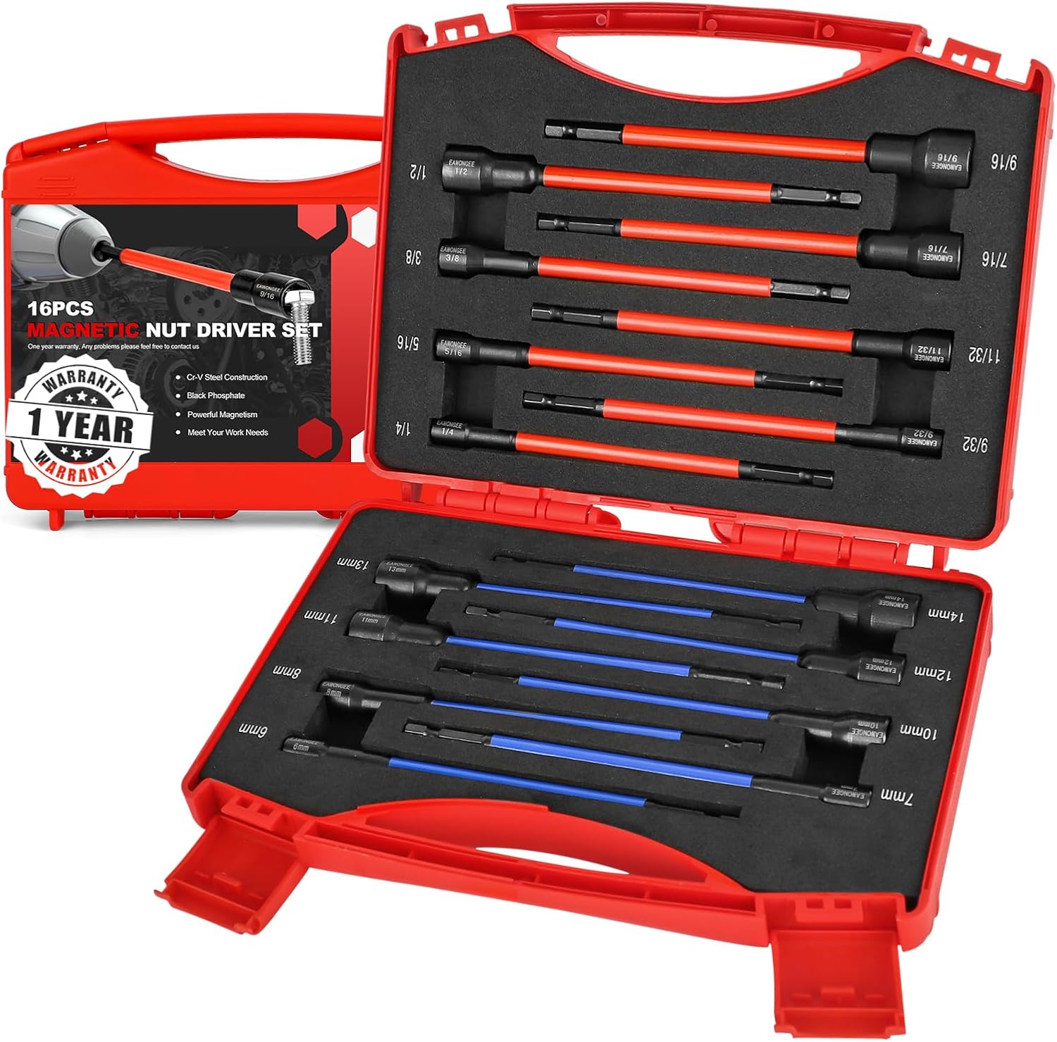 Amazon.com: EAWONGEE Nut Driver Set, 1/4" Hex Shank Magnetic Nut Driver ...