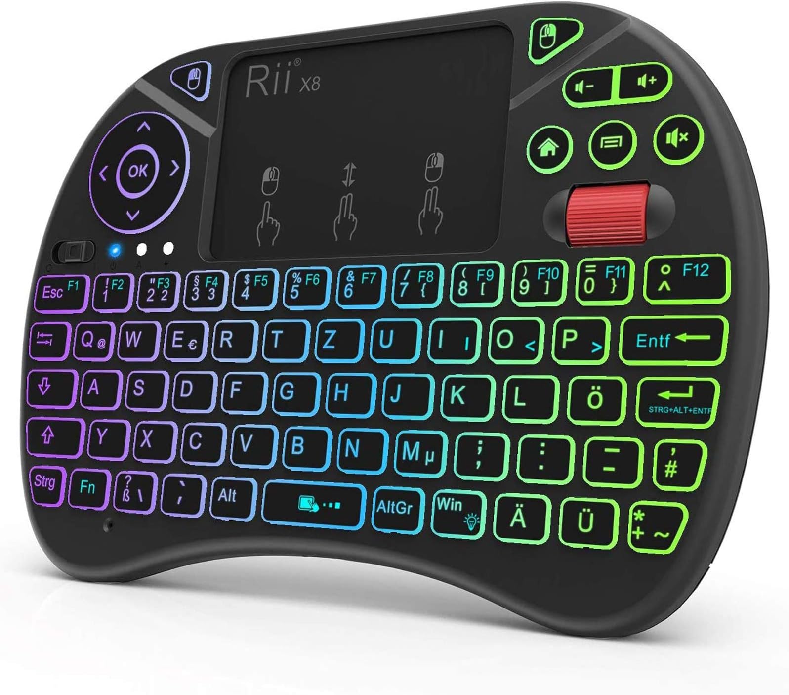 Rii Mini Tastatur Mit Touchpad, 2,4 GHz Kabellos, Smart TV, 8 Farbige ...