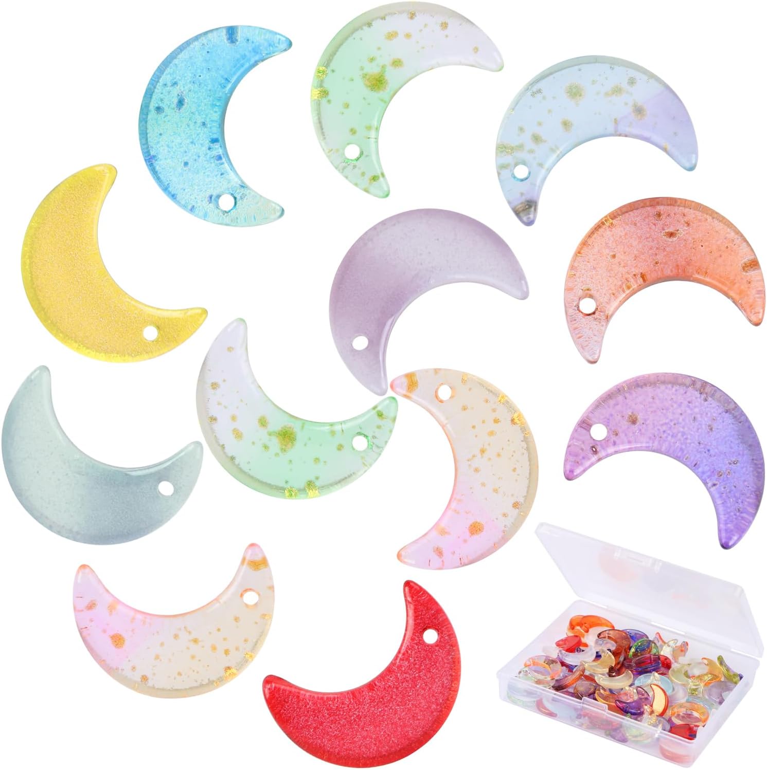 Amazon.com: 100 Pcs Crystal Moon Beads for Jewelry Making, EVERMARKET ...