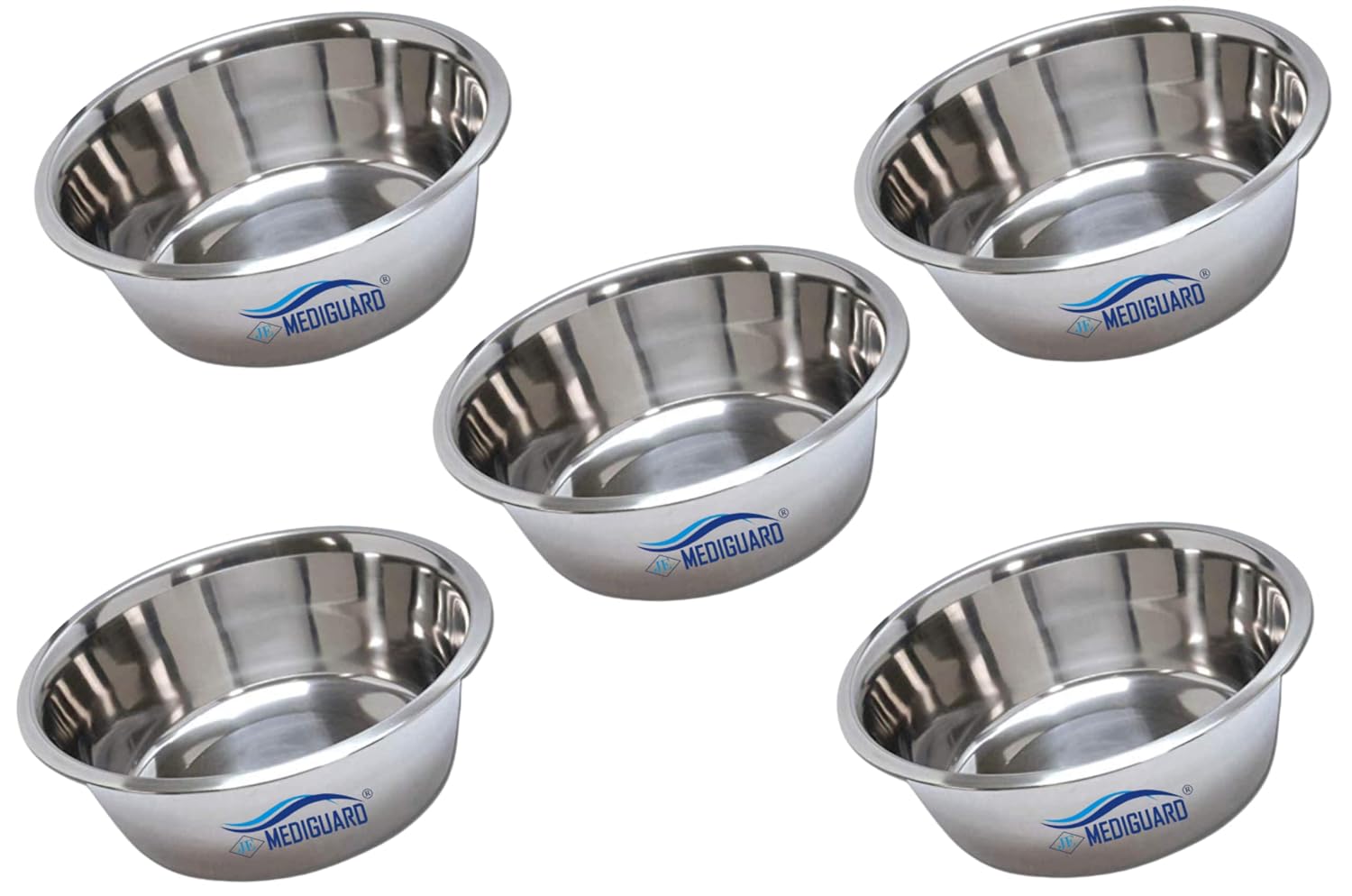 MEDIGUARD Combo of Pack of 5pcs Premium Stainless Steel Lotion Basins ...