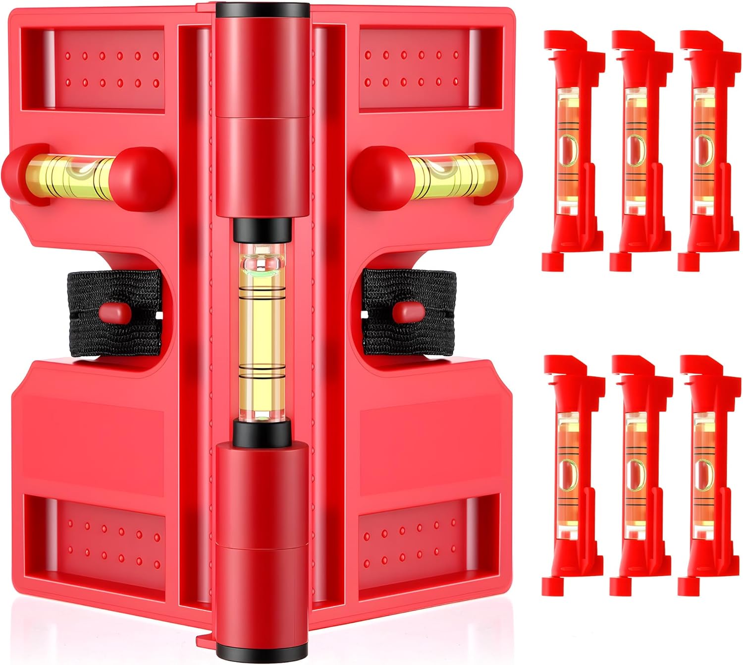 Enhon Adjustable Magnetic Post Level with 6 Hanging String Line Levels ...