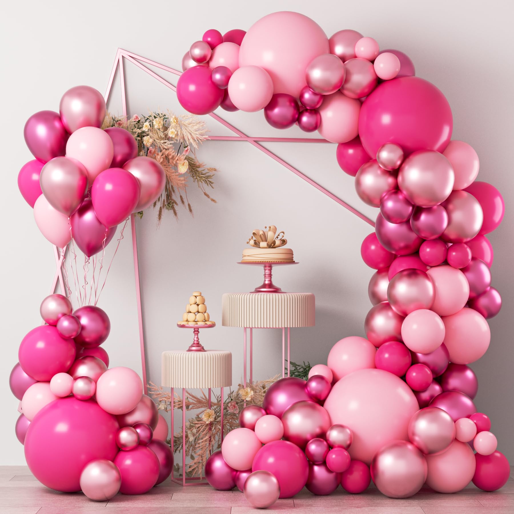 Amazon.com: COKAOBE Pink Balloons Garlands Arch Kit, 124pcs Hot Pink ...