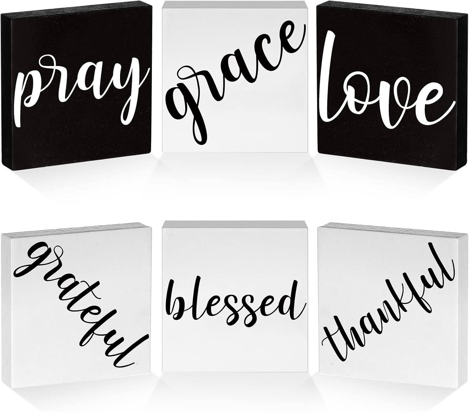 Amazon.com: 6 Pcs Inspirational Block Signs Love Blessed Grace Wooden ...