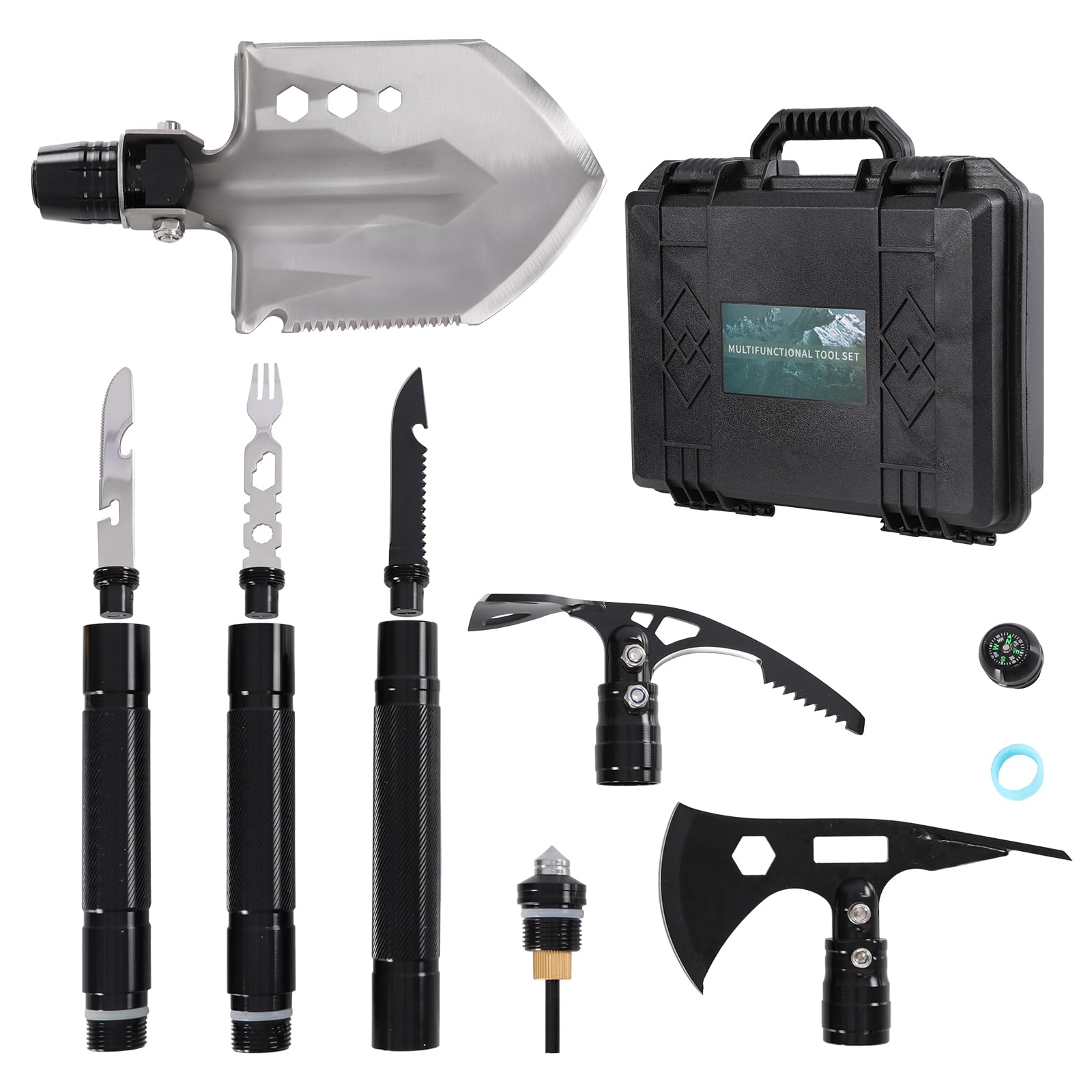 Amazon.com : Survival Shovel Multitool 14-in-1 – Tactical Folding ...
