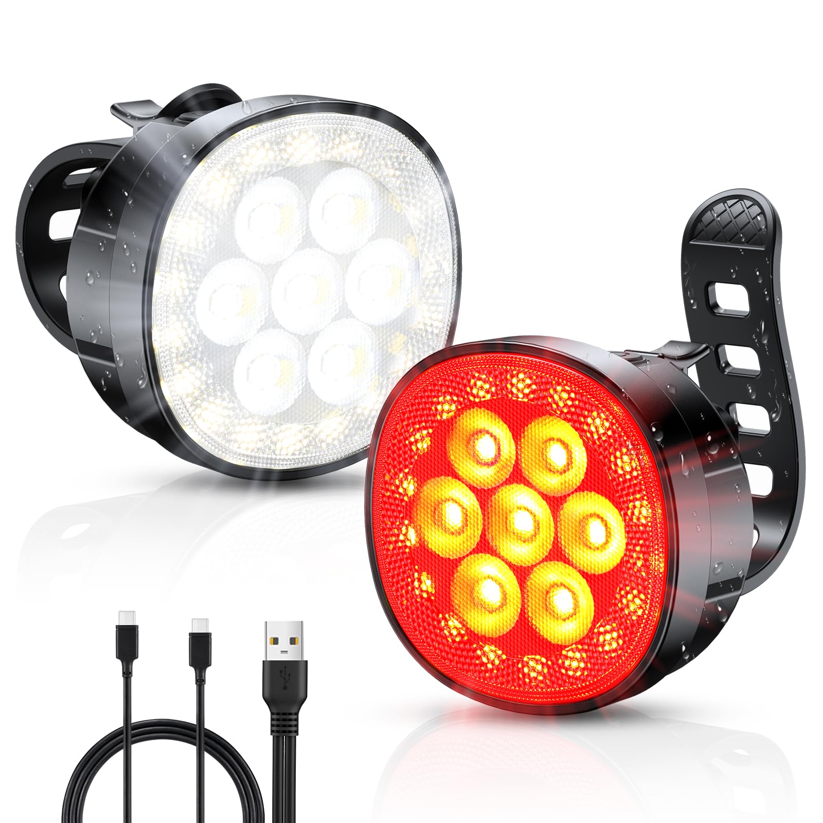 Mohard Bike Lights, [8+12 Modes & USB Rechargeable] Ultra Bright LED ...