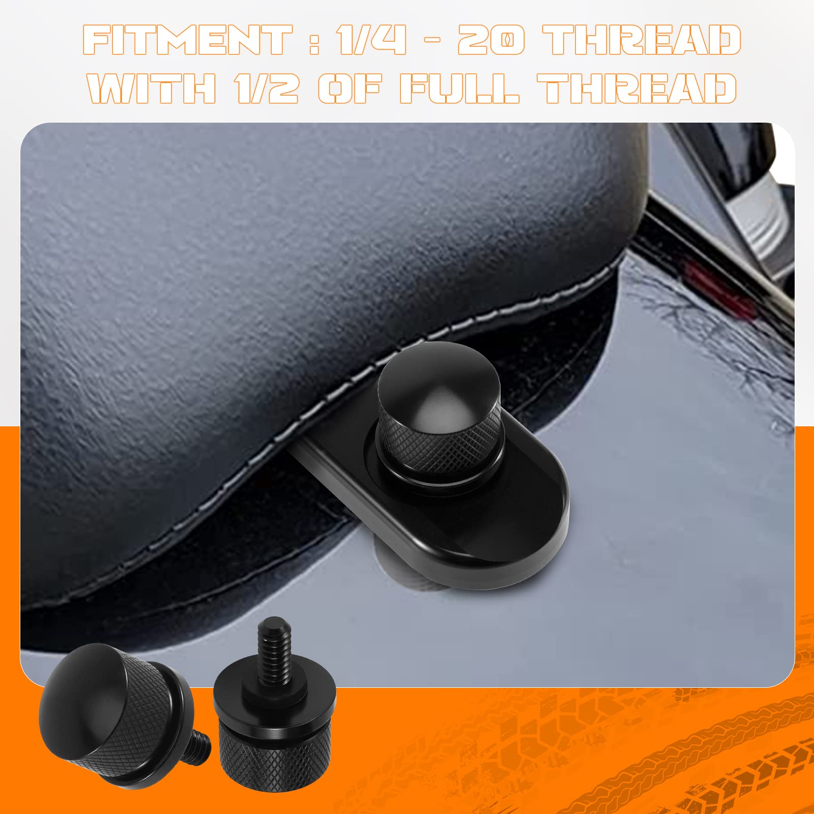 Snapklik.com : Eumti Black Stainless Knurled Fender Rear Seat Bolts Screw