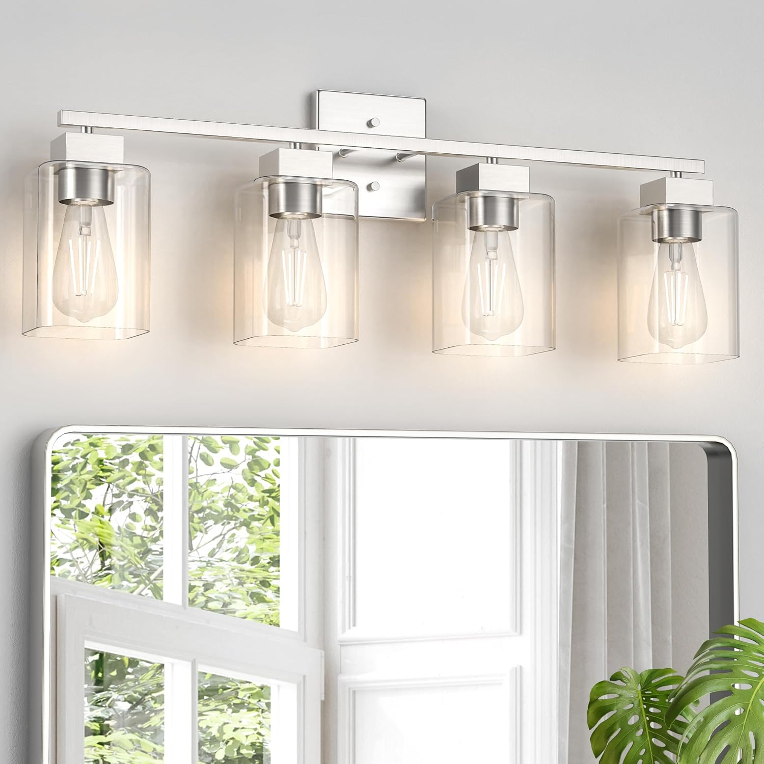 Espird Brushed Nickel Bathroom Vanity Light, Square Design & UL ...