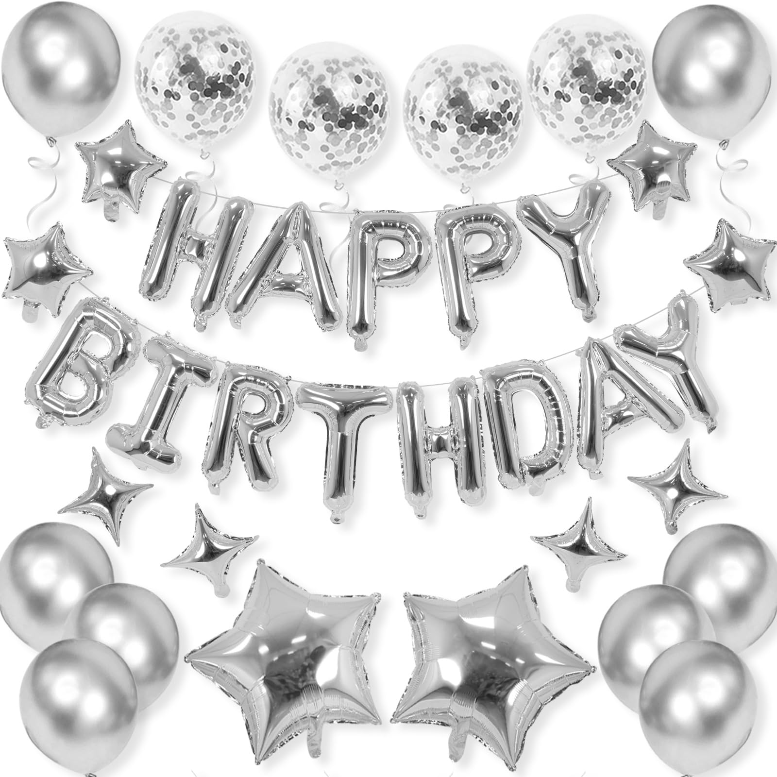 Amazon.com: Unibday Happy Birthday Balloon,Silver Happy Birthday ...