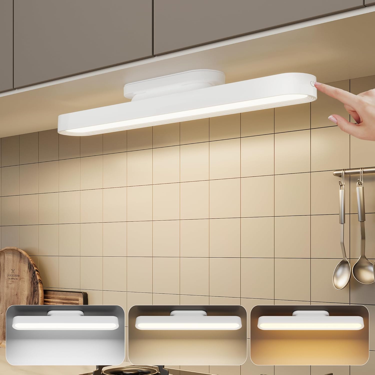 LED Closet Light, Under Cabinet Lights Battery Operated Dimmable Touch ...