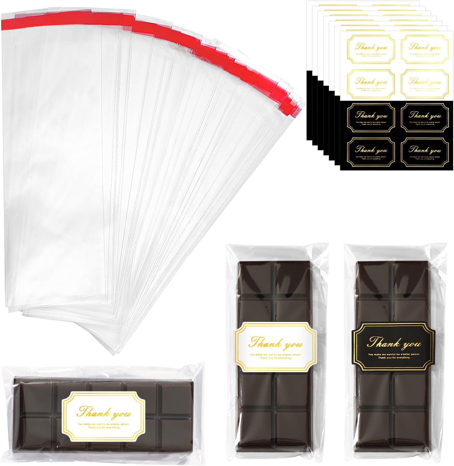 Amazon.com: 100pcs Pistachio Chocolate Bar Wrappers with 120pcs Thank ...