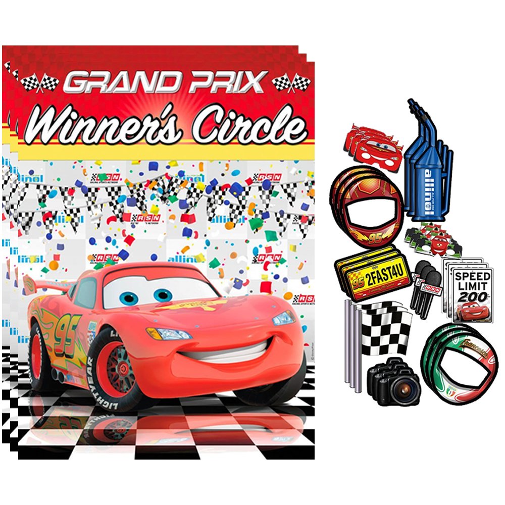 Disney Cars Grand Prix Dream Party Photo Backdrop and Props Kit 3 ...