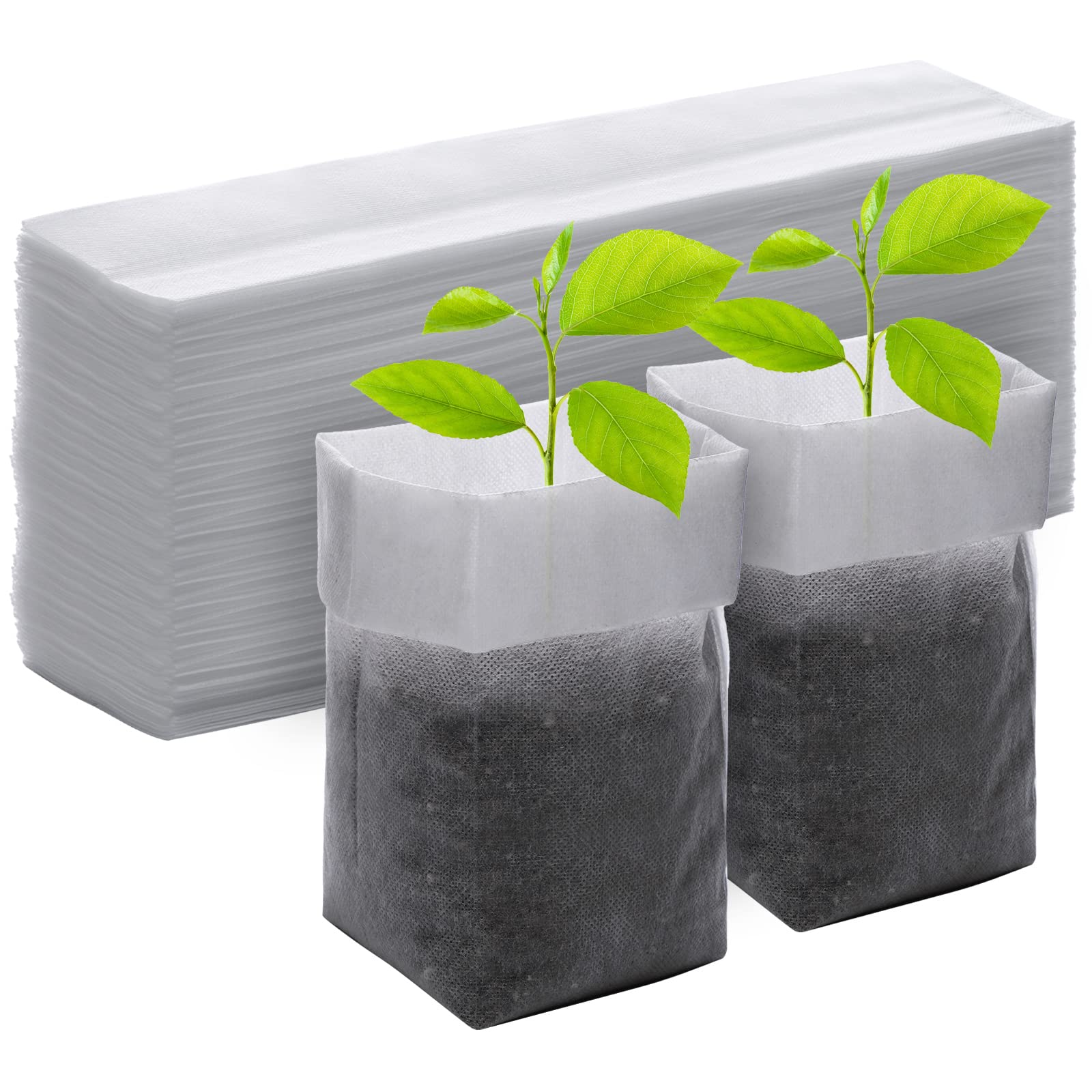 GREANER 100PCS Seedling Nursery Bags, 7.8x13.7 inches Biodegradable Non ...