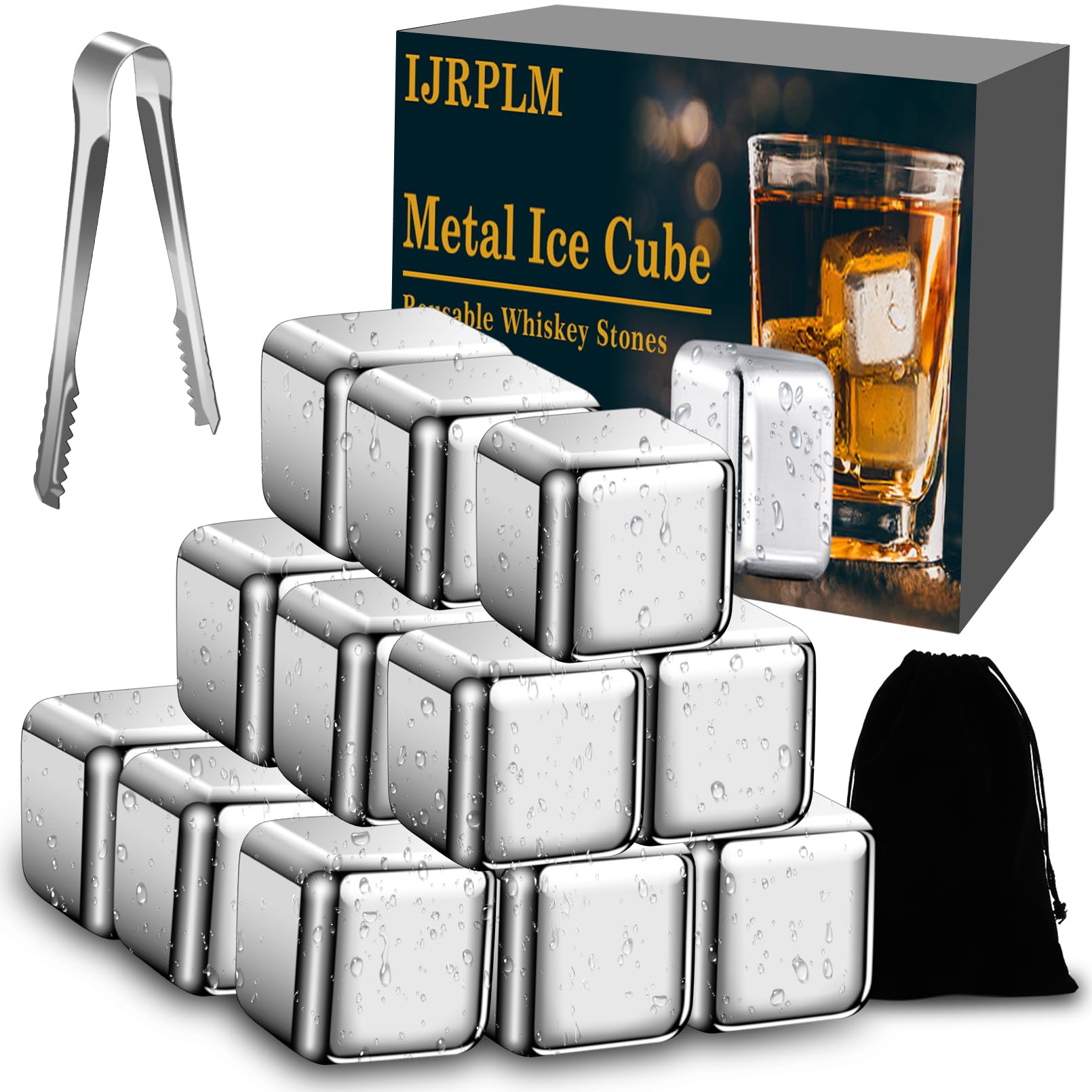 Amazon.com: 18Pcs Metal Ice Cube IJRPLM 18Pcs Stainless Steel Ice Cubes ...