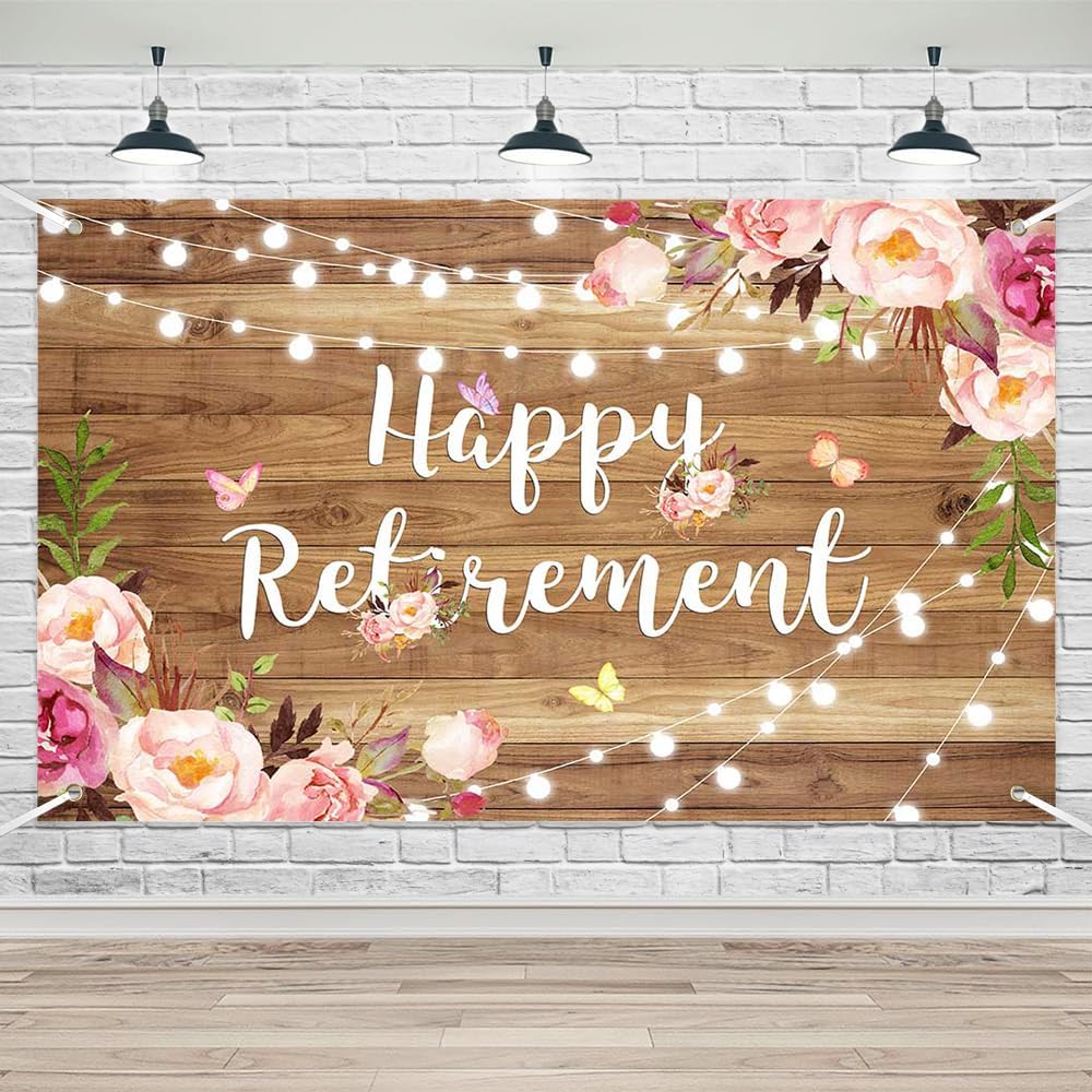 Amazon.com : Mocsicka Happy Retirement Backdrop - Eucalyptus Leaves ...