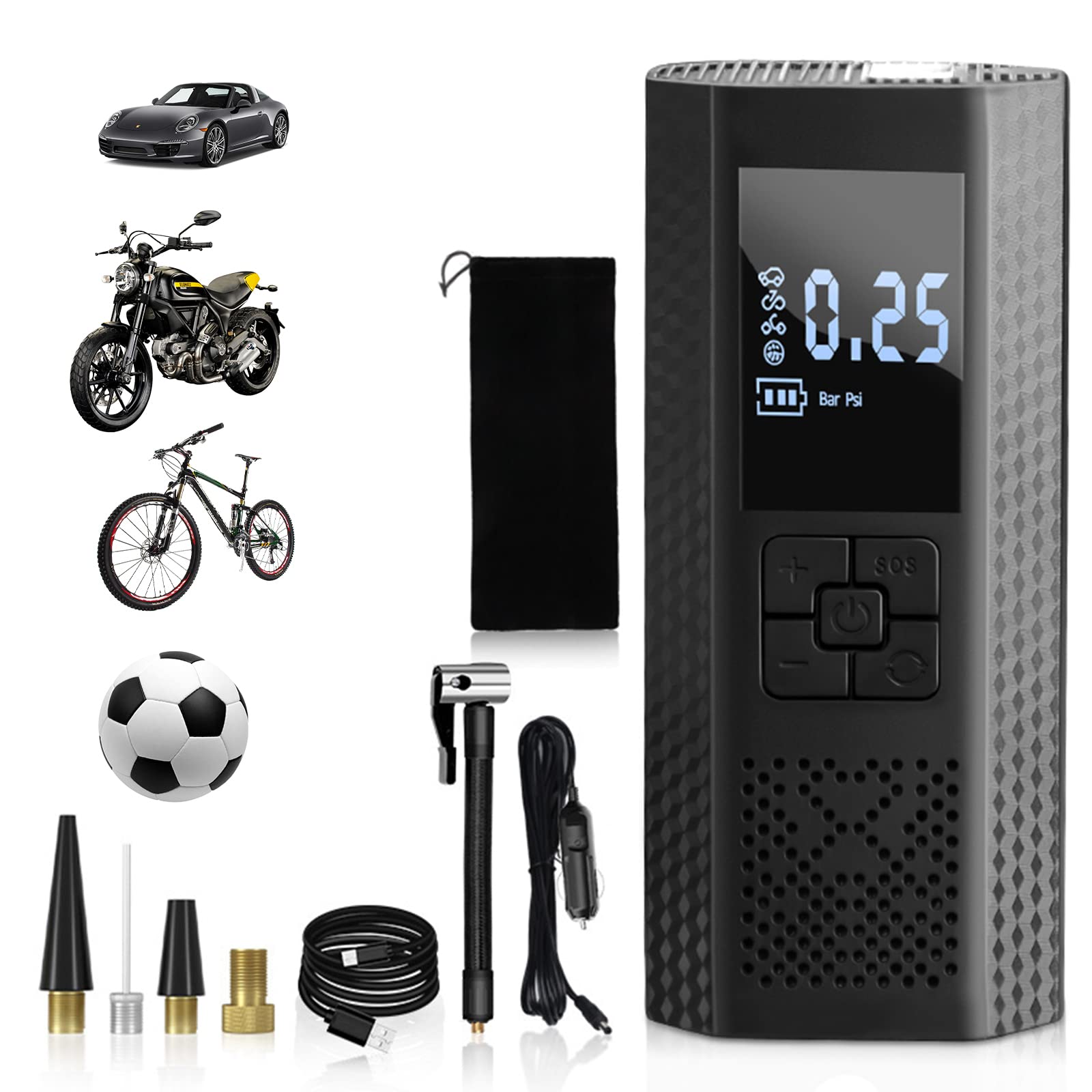 Buy Portable Tire Inflator Car Air Compressor, 150PSI Rechargeable ...