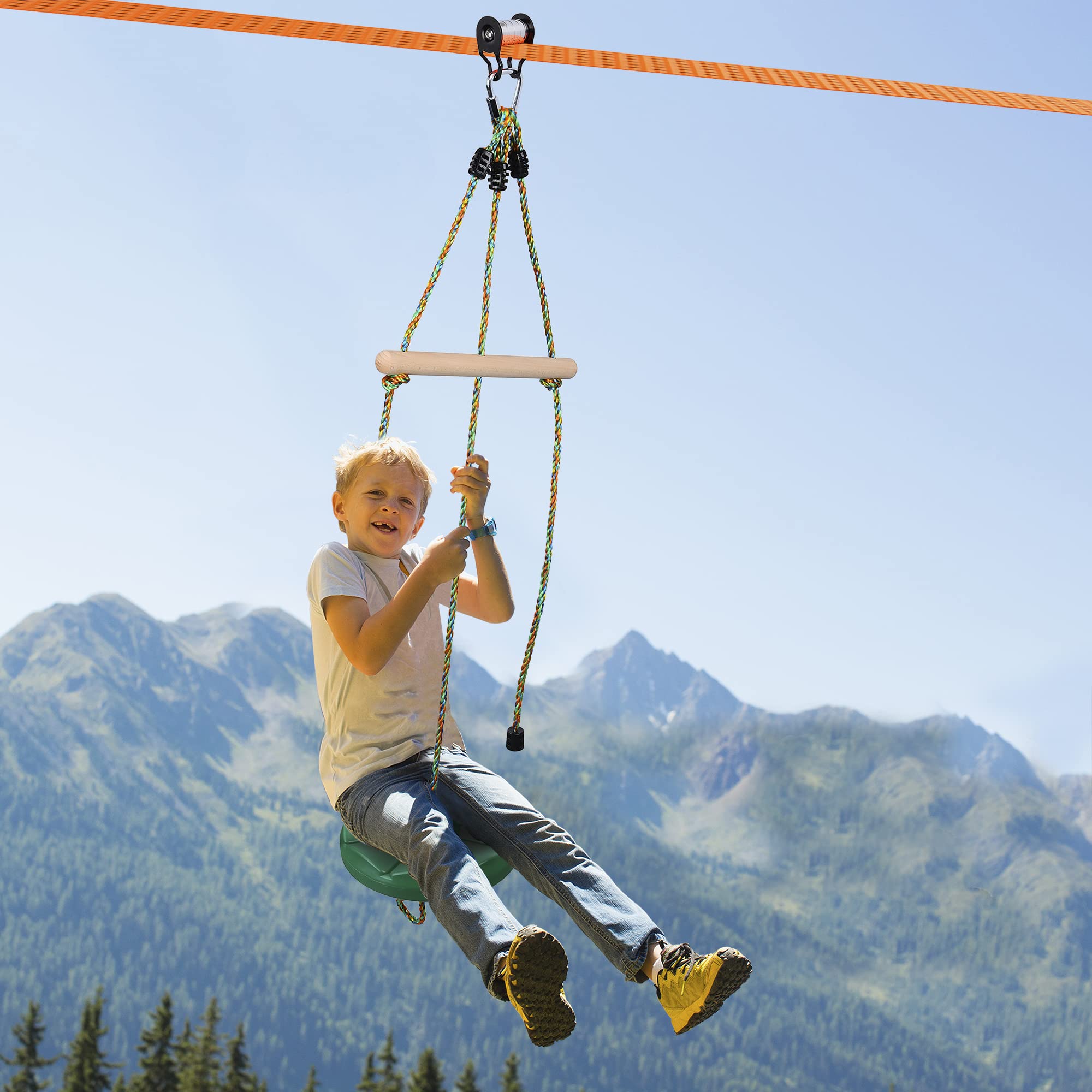 Buy Ninja Slider Pulley Kit Zipline Kit, Zipline for Backyard Kids and ...