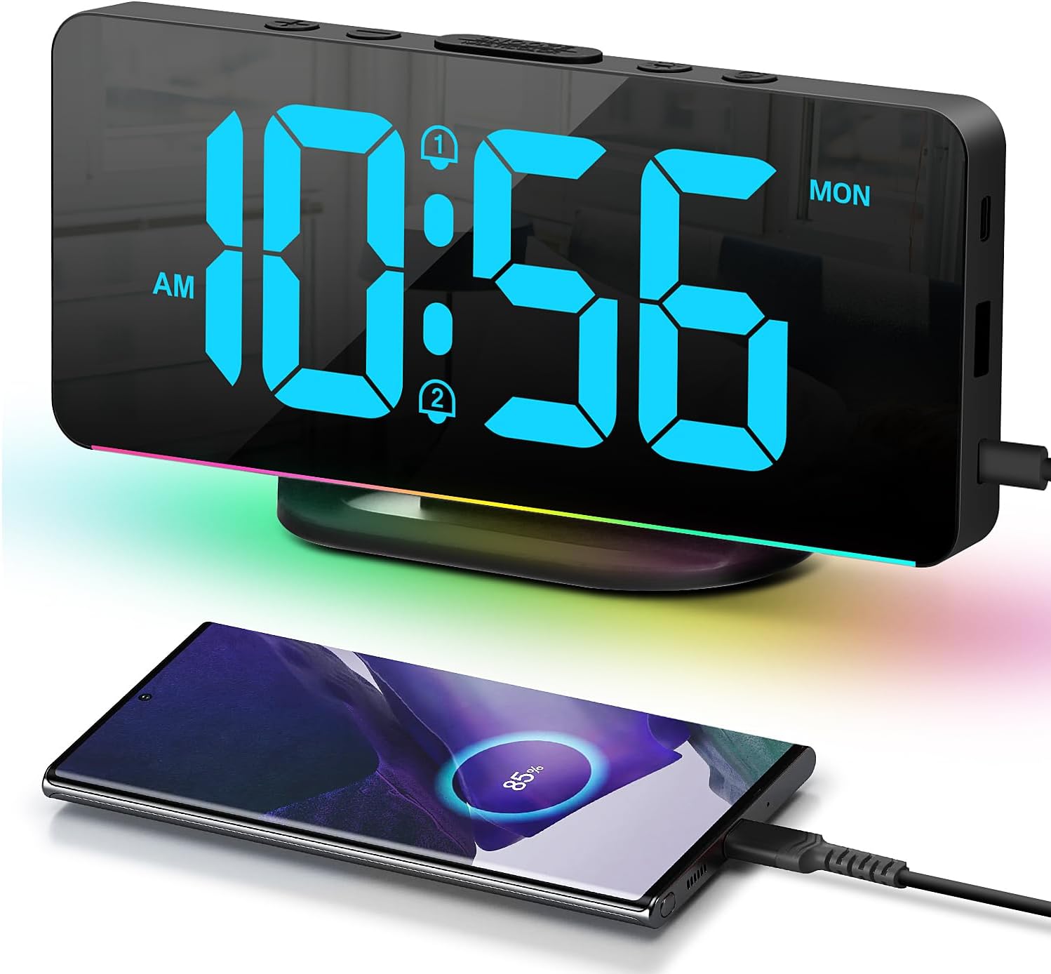 Amazon.com: YRYG YRYG Alarm Clock for Bedroom with 10 Color Night Light ...